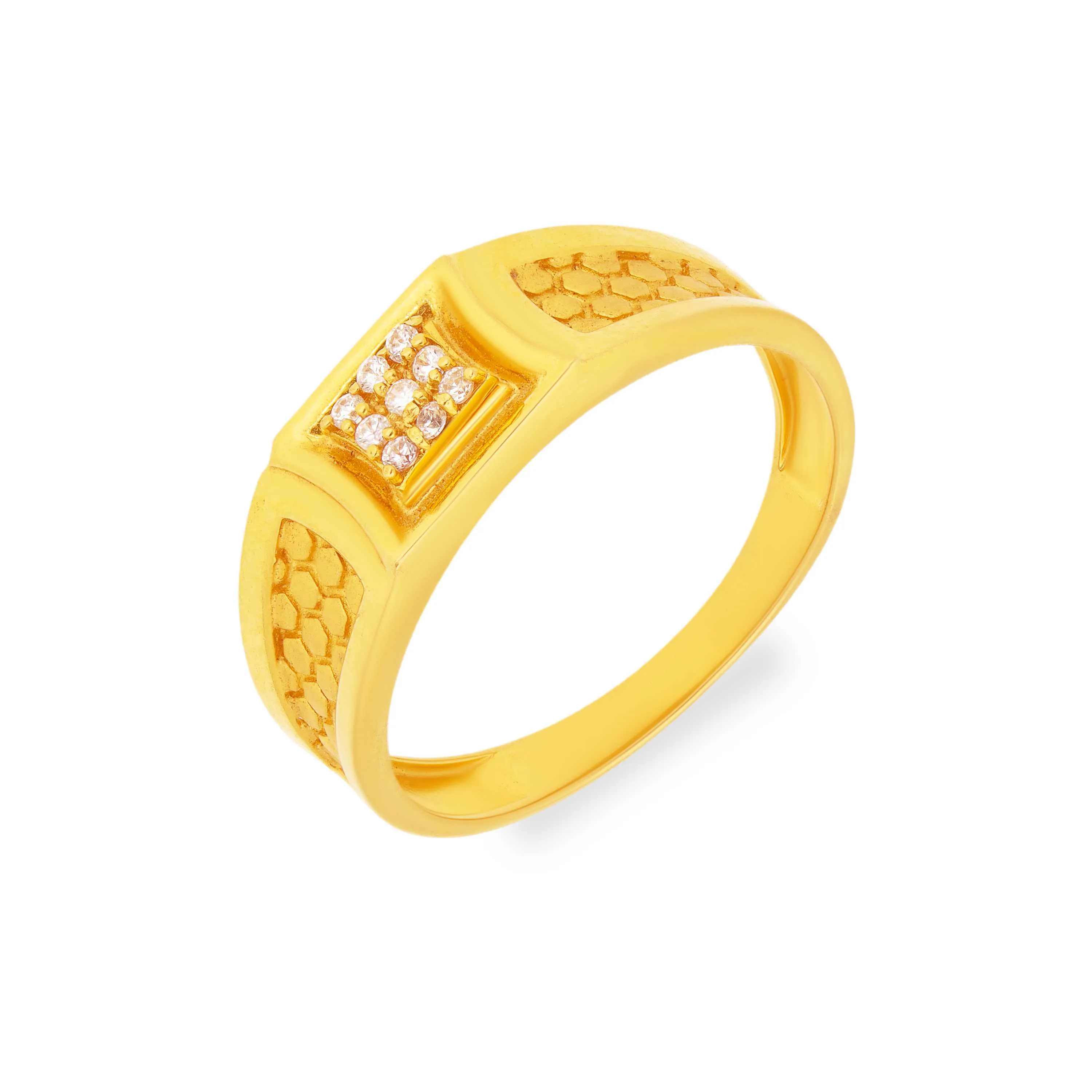 Studded And Detailed 22KT Gold Ring For Men