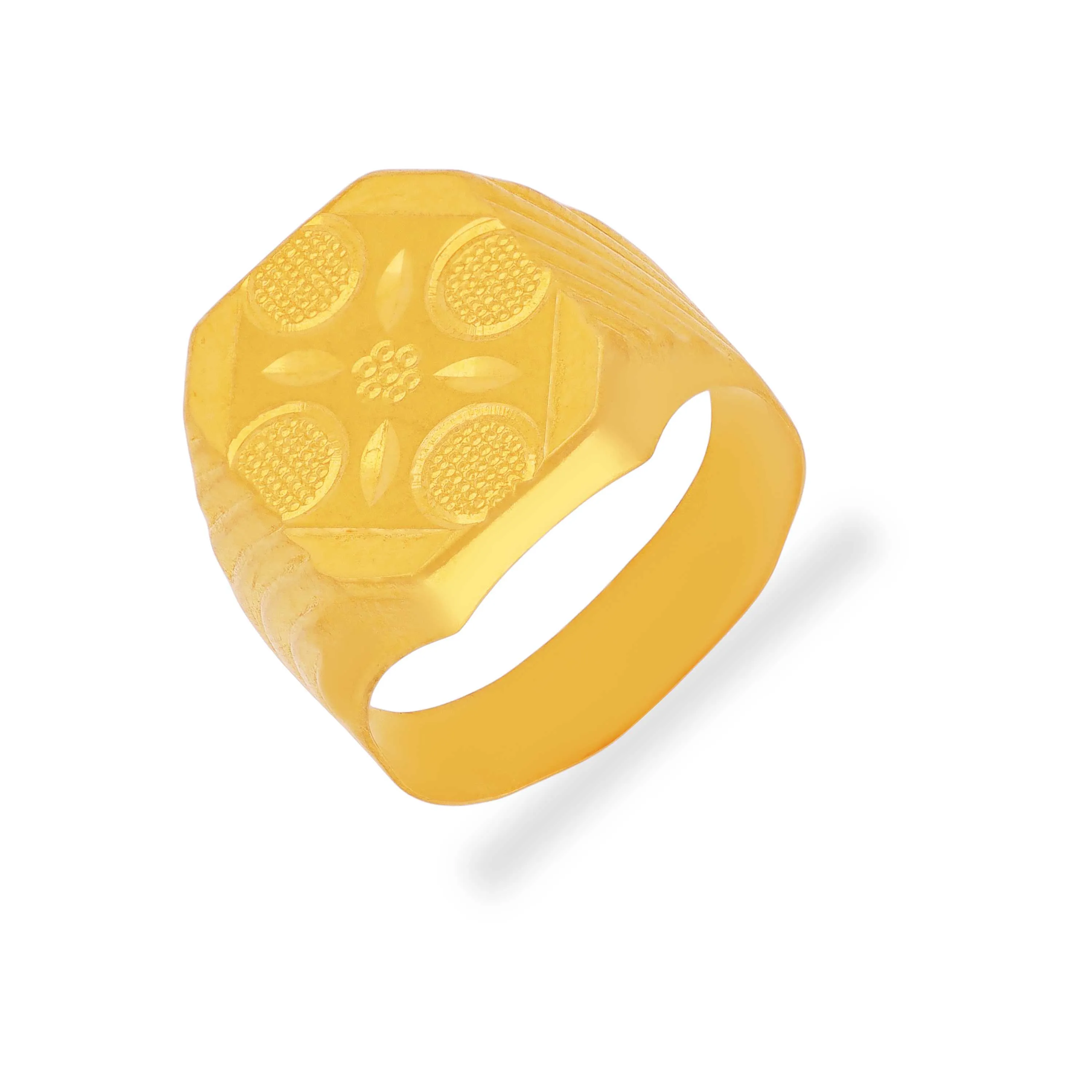 Classic Matte Finished And Detailed 22KT Gold Ring For Men