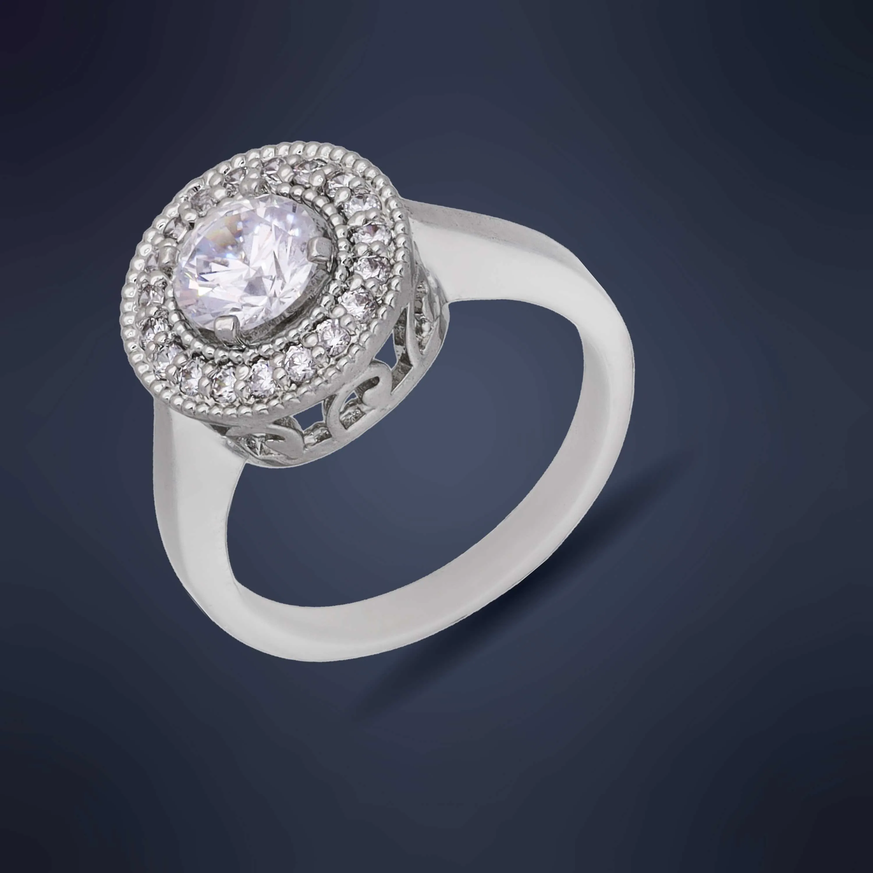 Gorgeously Detailed And Studded Silver Ring For Women