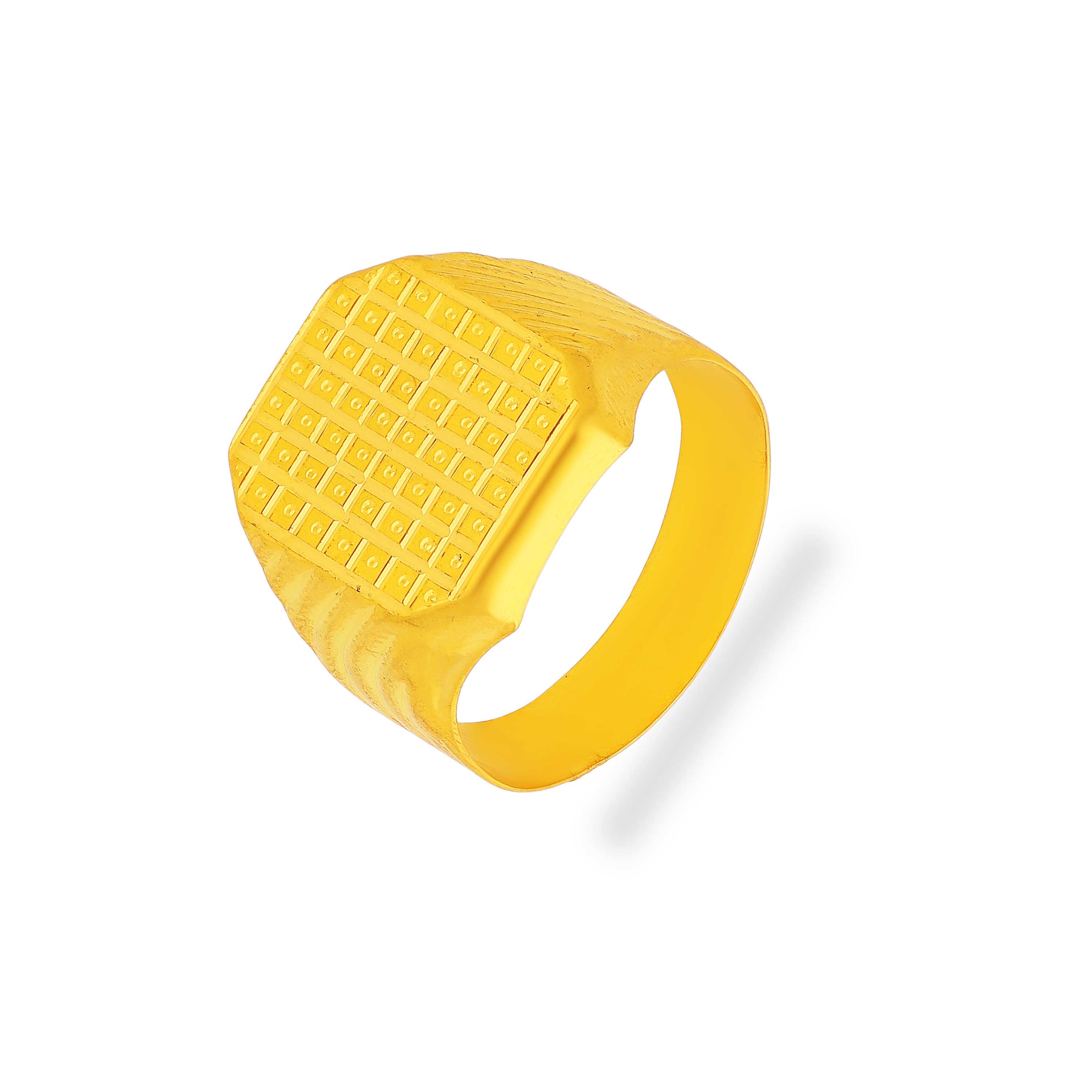Classic Matte Finished Bombay Pattern 22KT Gold Ring For Men