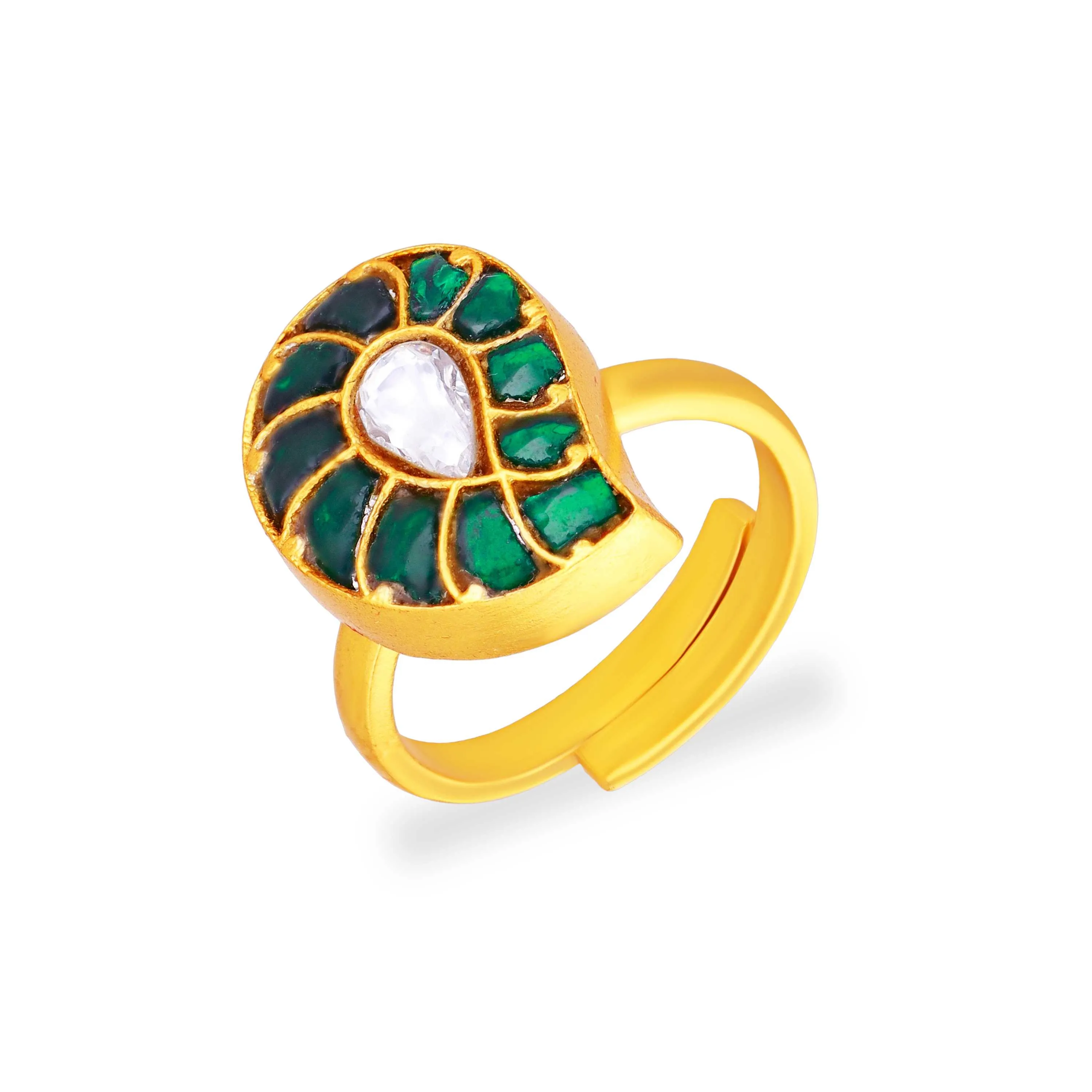 Classic Teardrop Pattern Studded Silver Ring