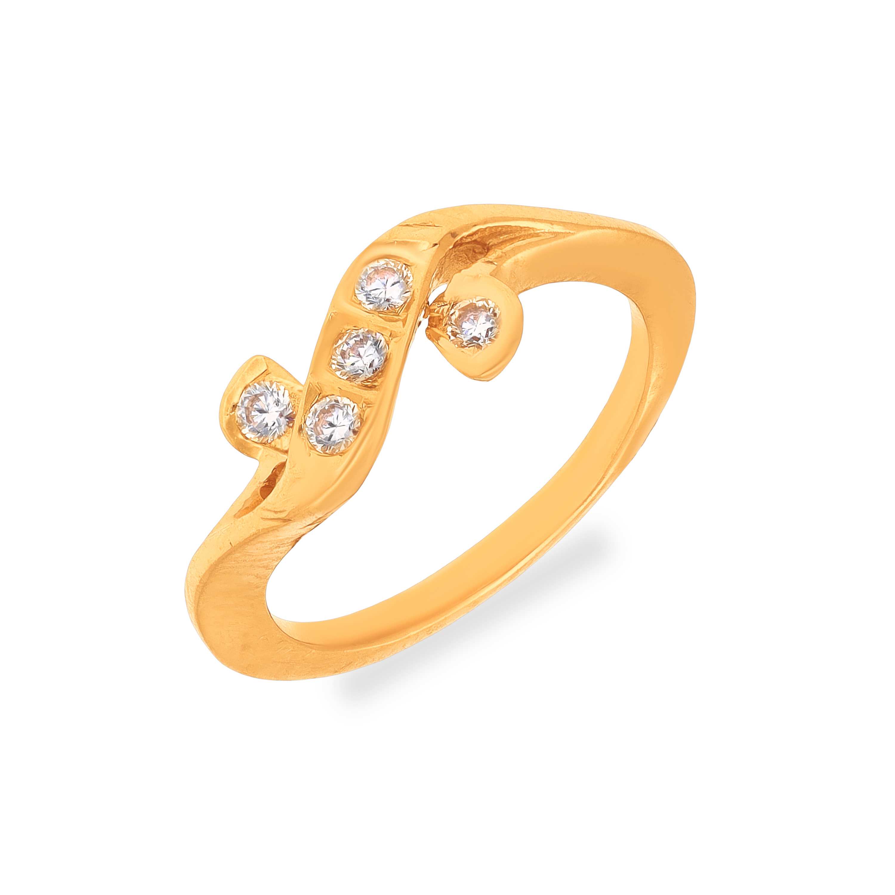 Gorgeously Detailed And Studded 22KT Gold Close Setting Ring For Women