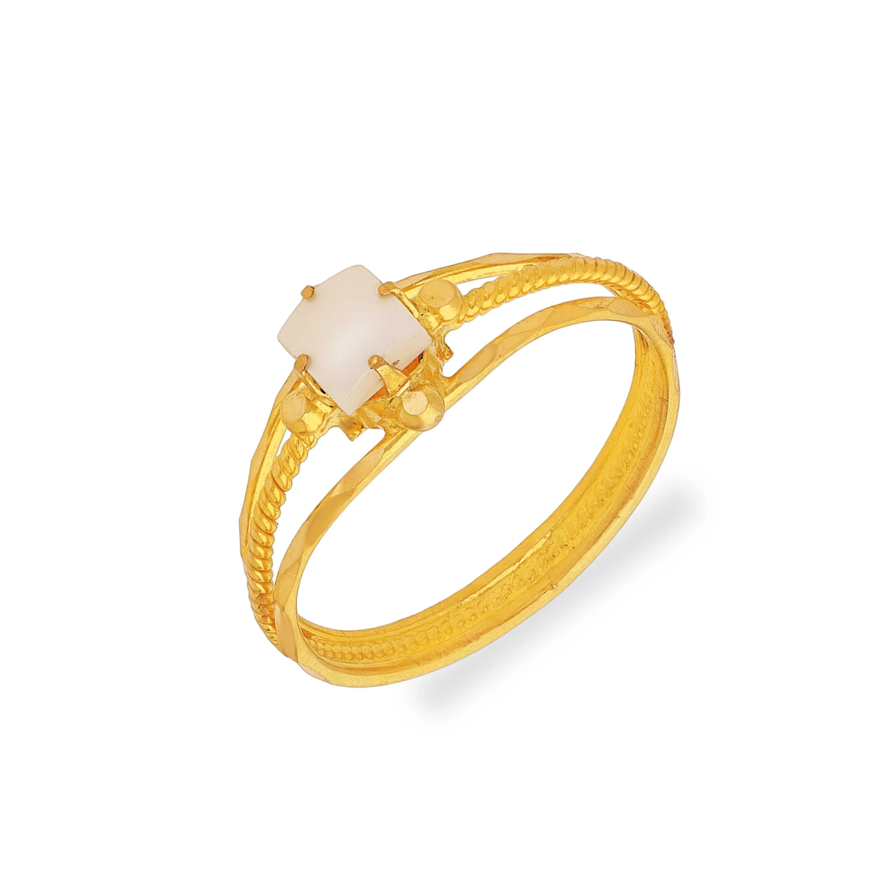 Studded And Detailed 22KT Gold Ring For Women