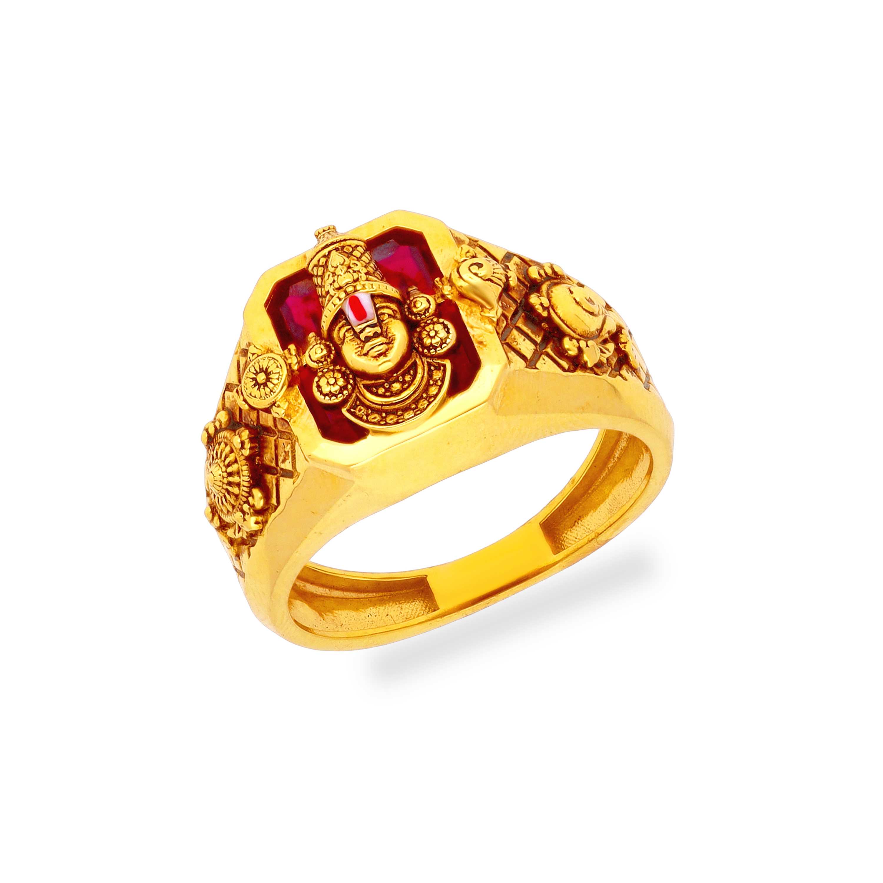 Divinely Detailed Lord Balaji 22KT Gold Antique Finished Ring