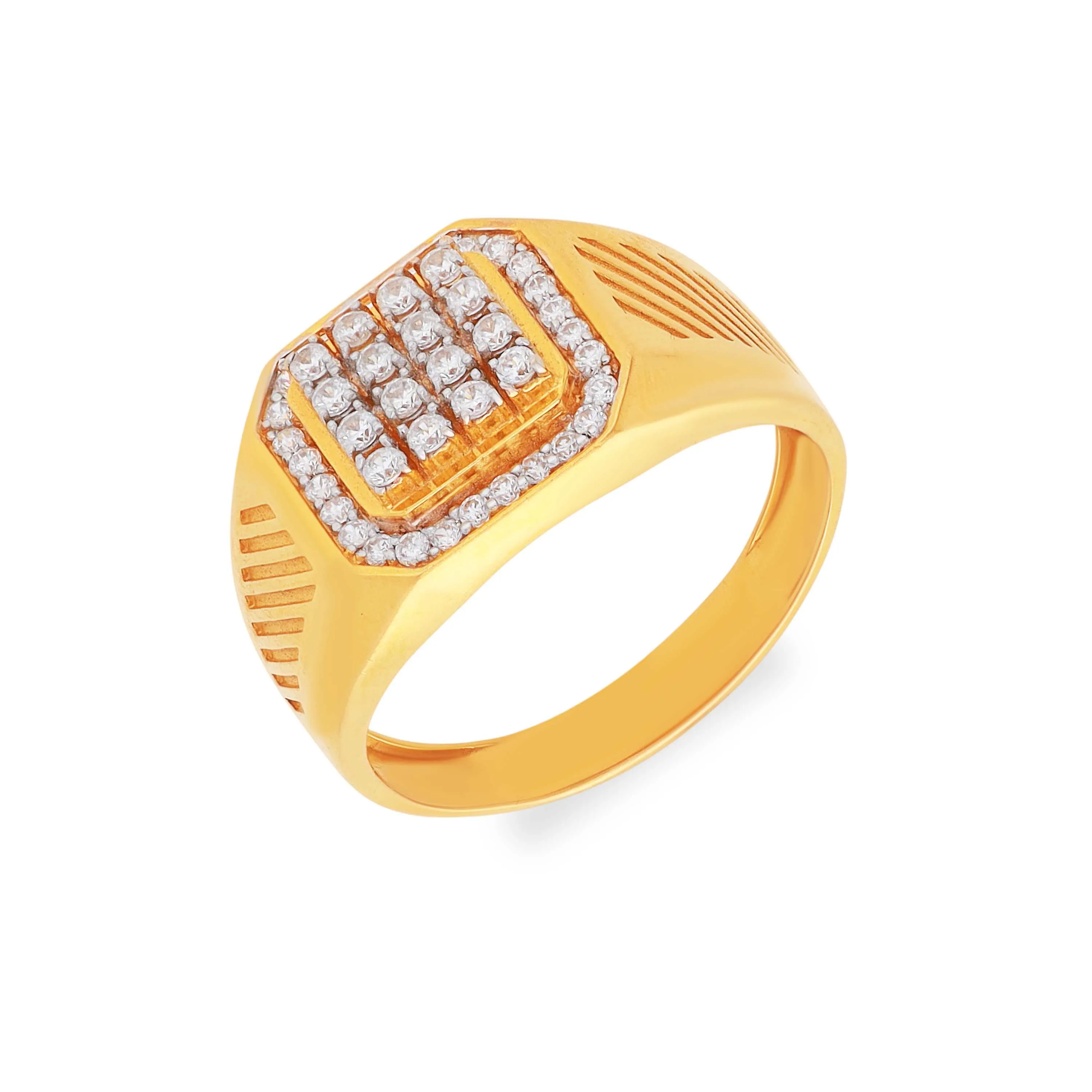 Studded And Detailed 22KT Gold Ring For Men