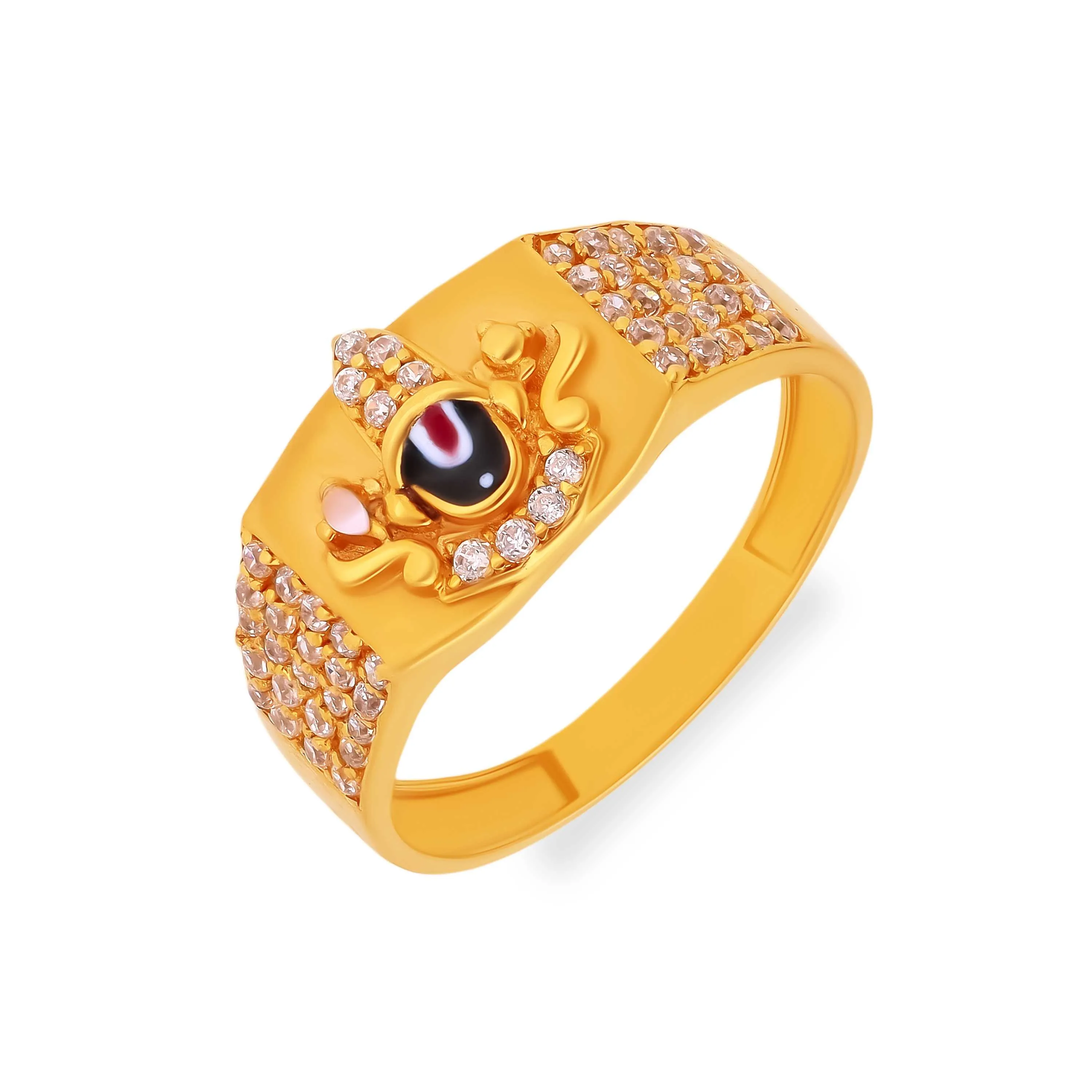 Divinely Detailed And Enamel Worked 22KT Gold Balaji Ring For Men