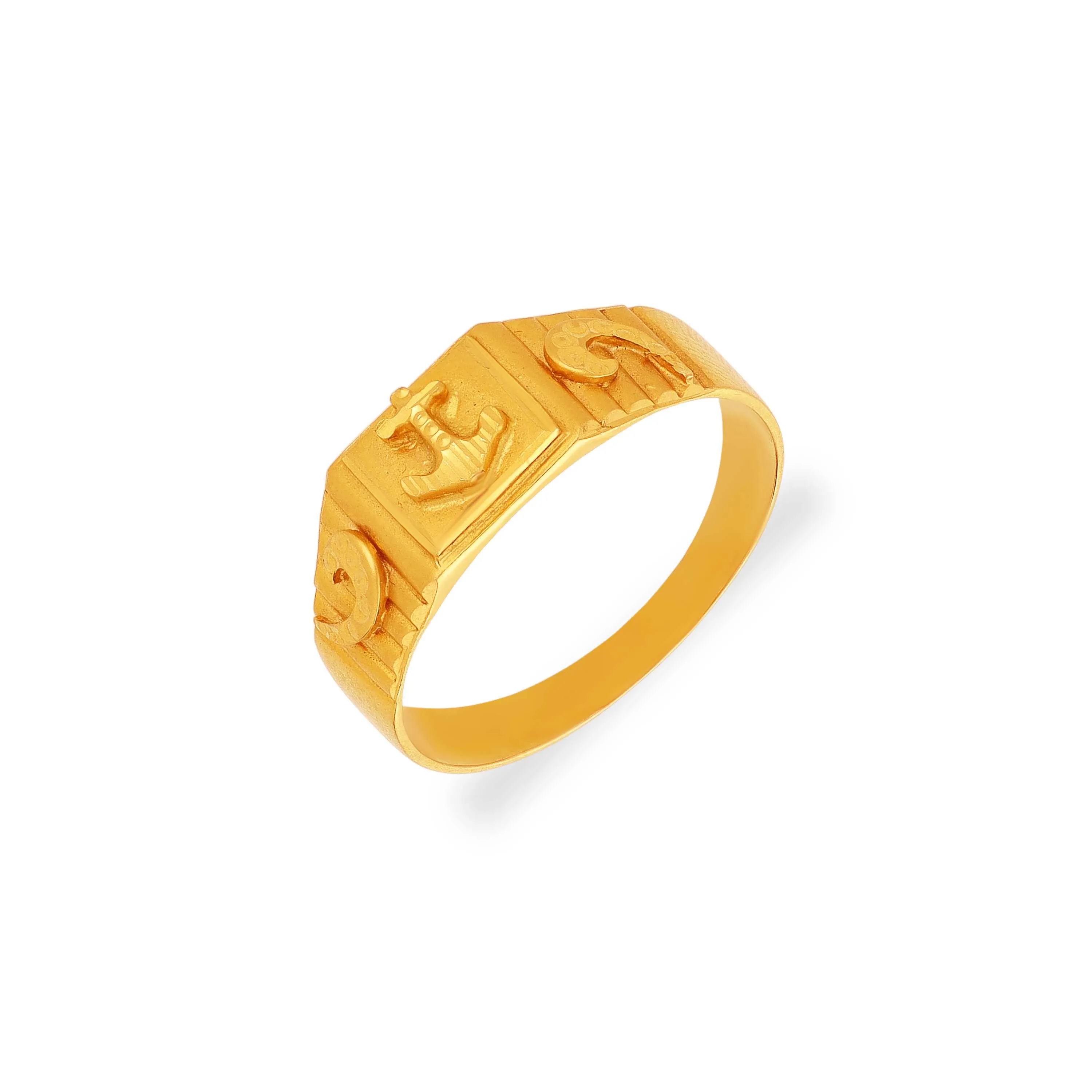 Matte Finished And Detailed 22KT Gold Ring For Men
