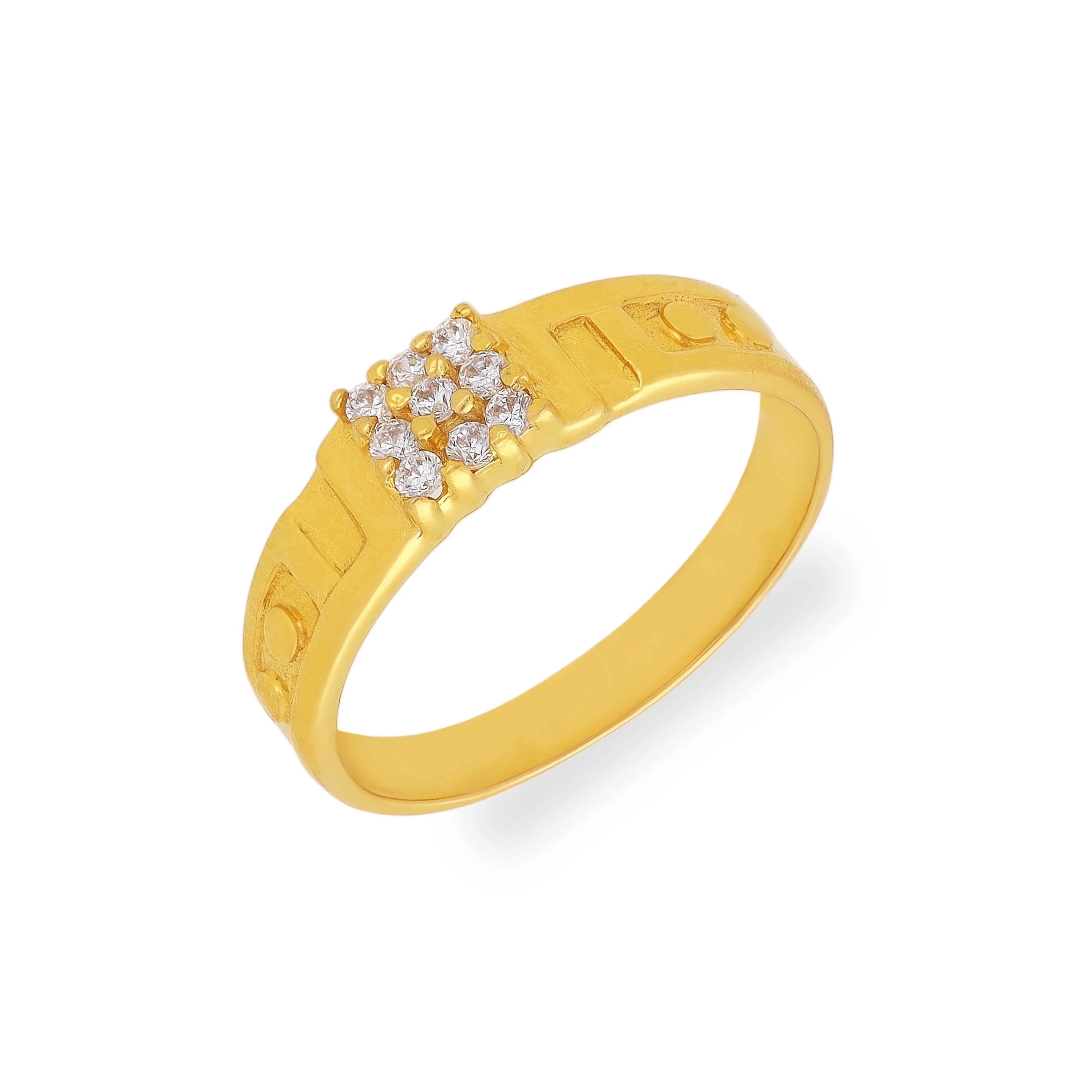 Studded And Detailed 22KT Gold Ring For Men