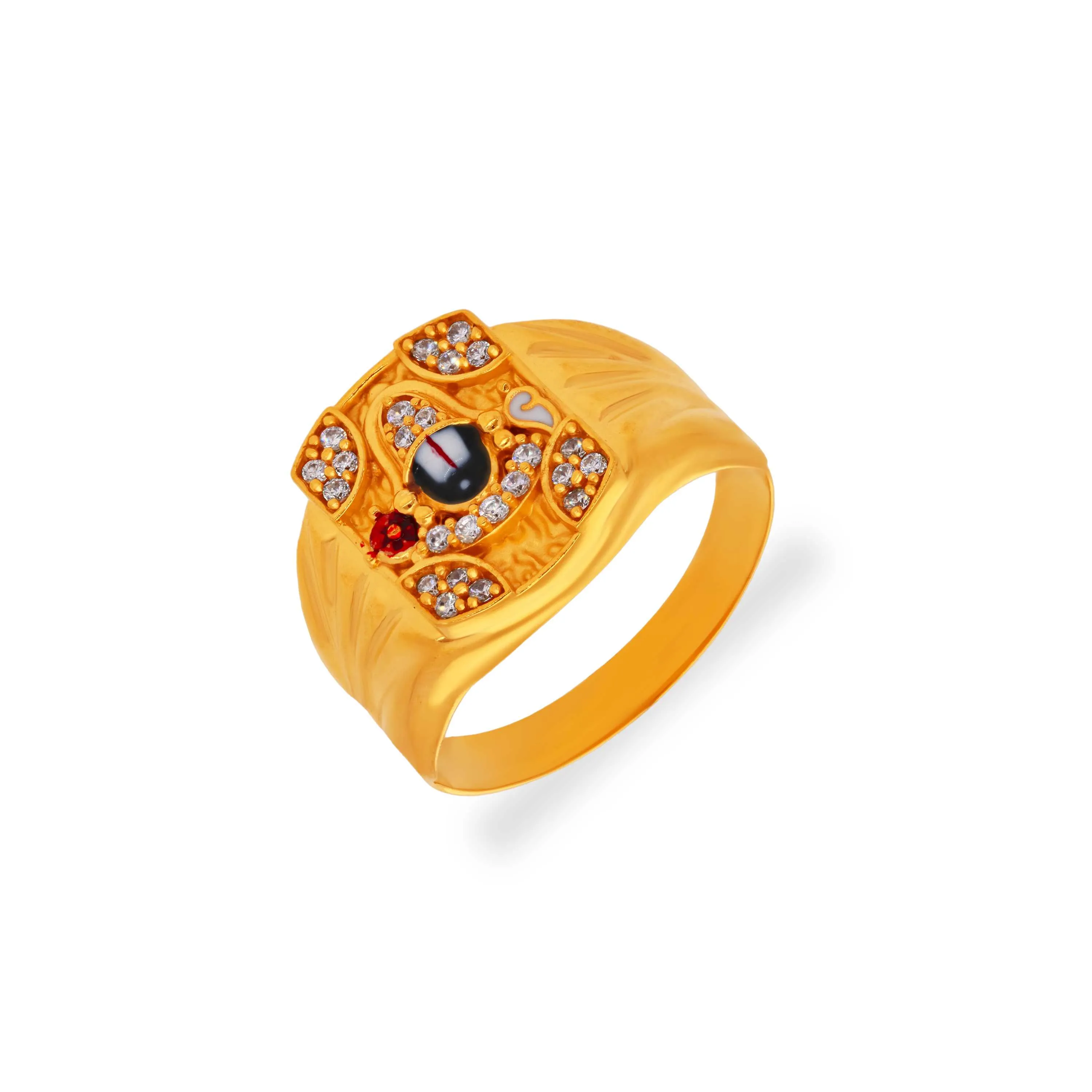 Divinely Studded Lord Balaji 22KT Gold Matte Finish Ring