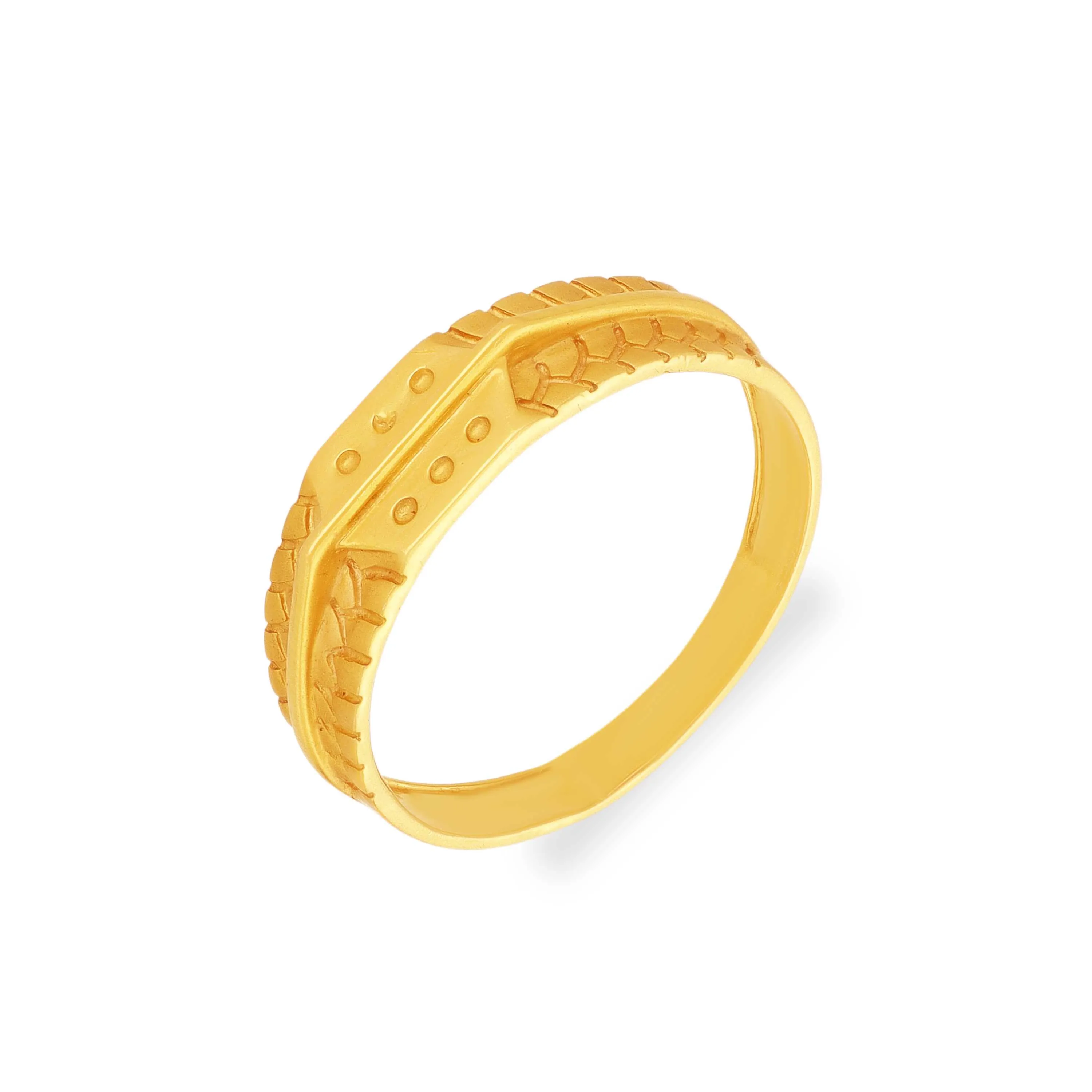 Matte Finished And Detailed 22KT Gold Ring For Men