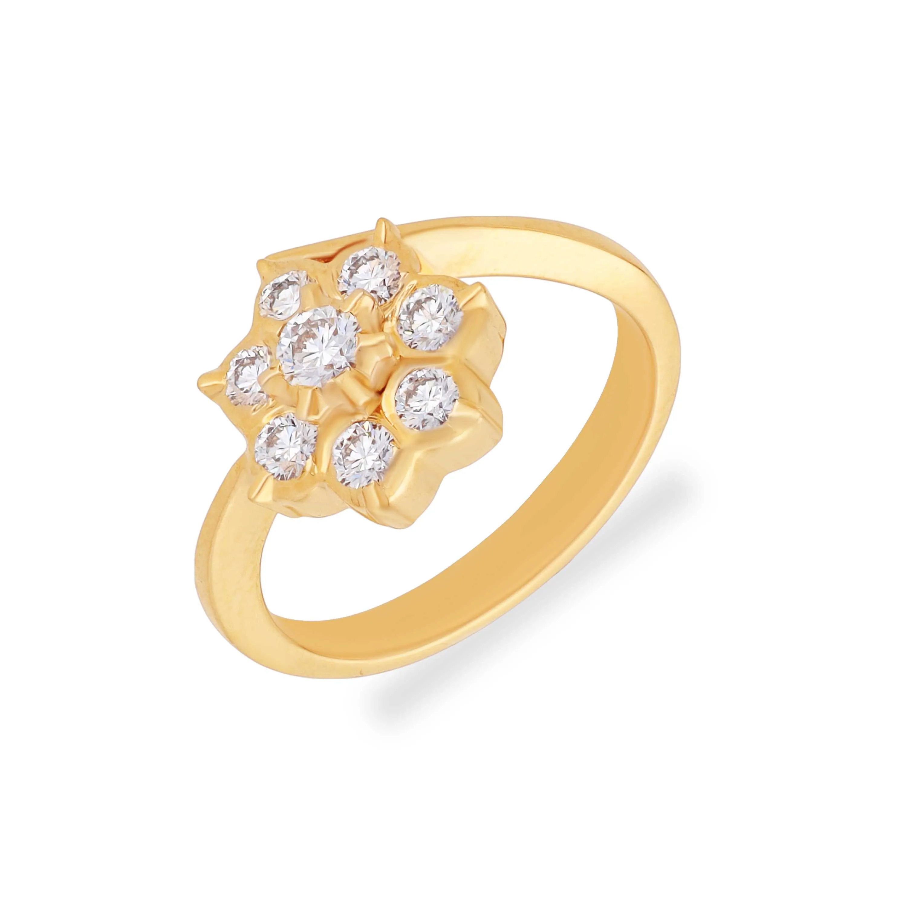 Charmingly Detailed And Diamond Studded 18KT Yellow Gold Close Setting Ring