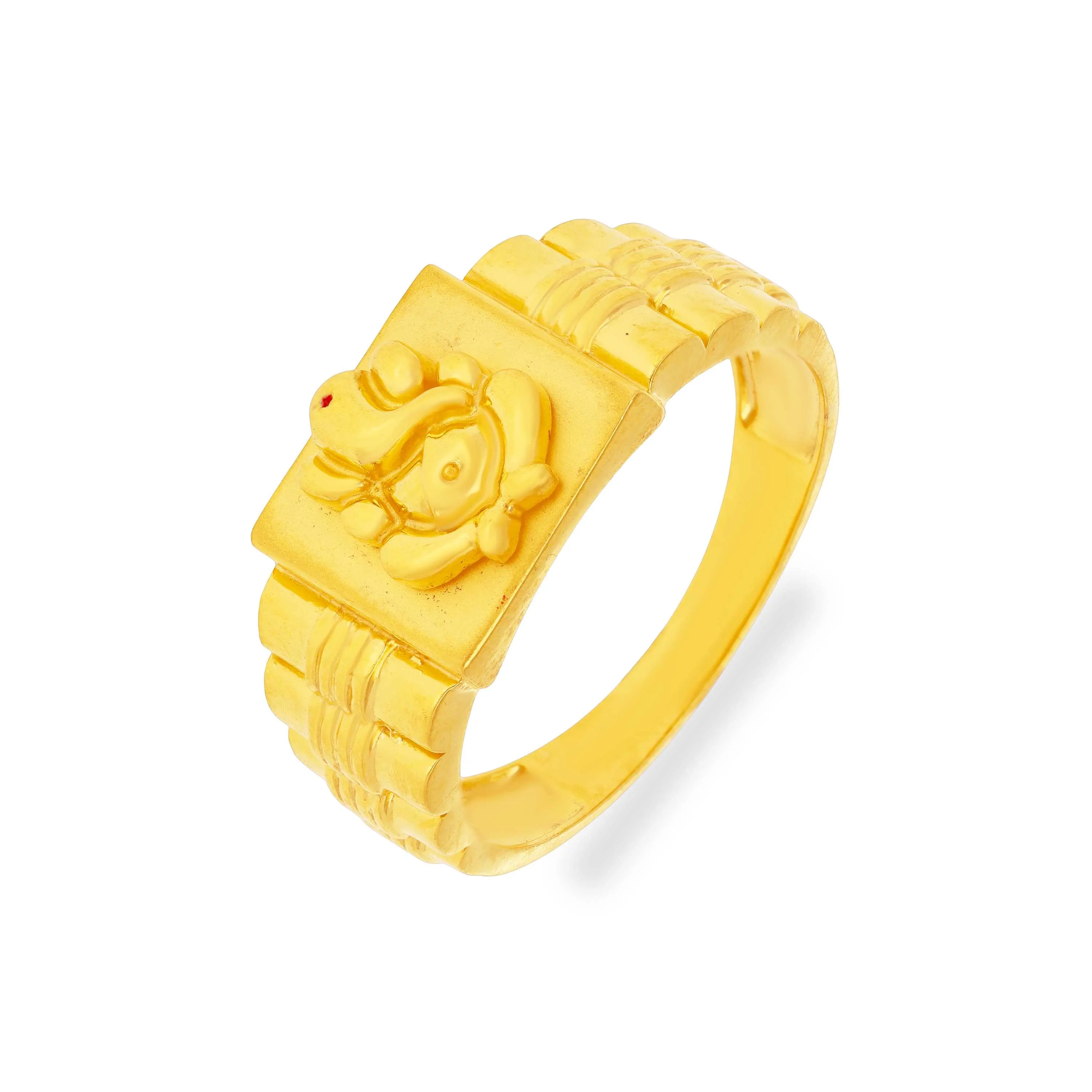 Classic Matte Finished And Detailed 22KT Gold Ganesha Ring