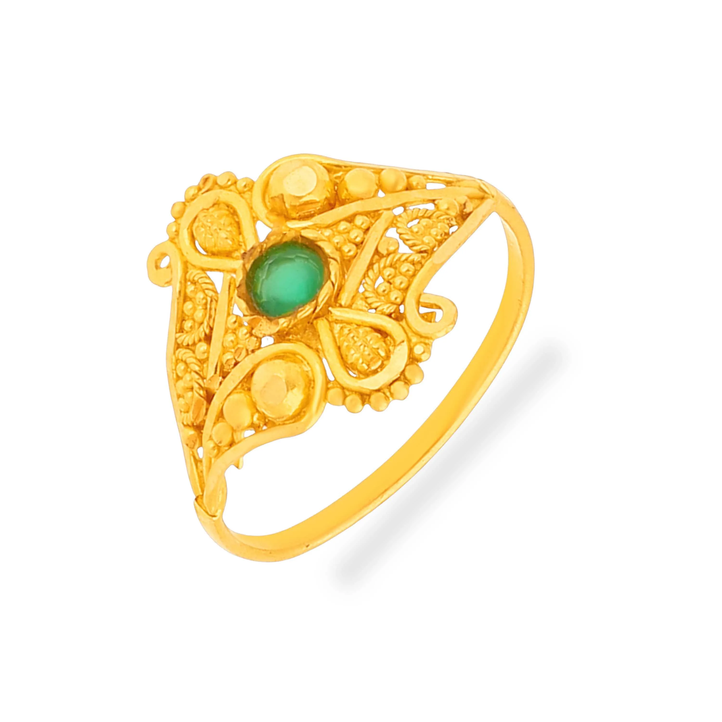 Classic Finely Detailed And Studded 22KT Gold Baby Ring