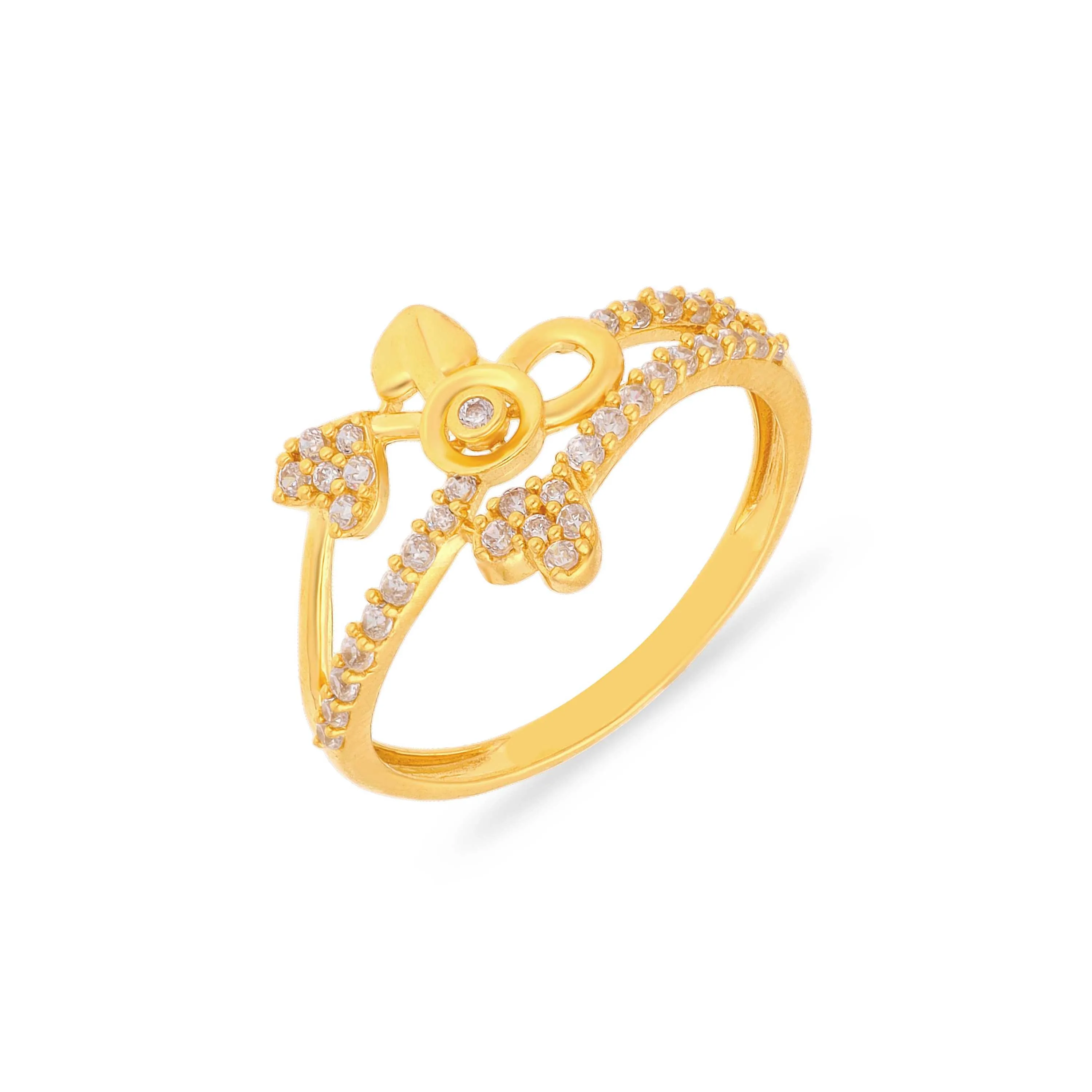 Specially Crafted And Studded 22KT Gold Ring For Women