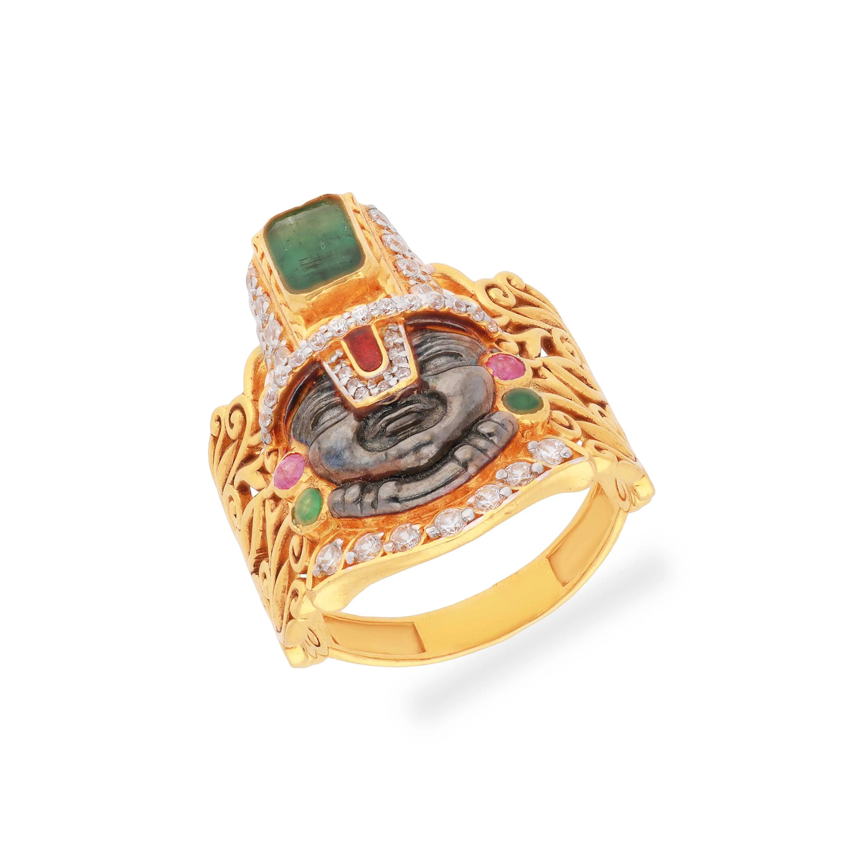 Divinely Detailed And Enamel Worked Lord Balaji 22KT Gold Ring