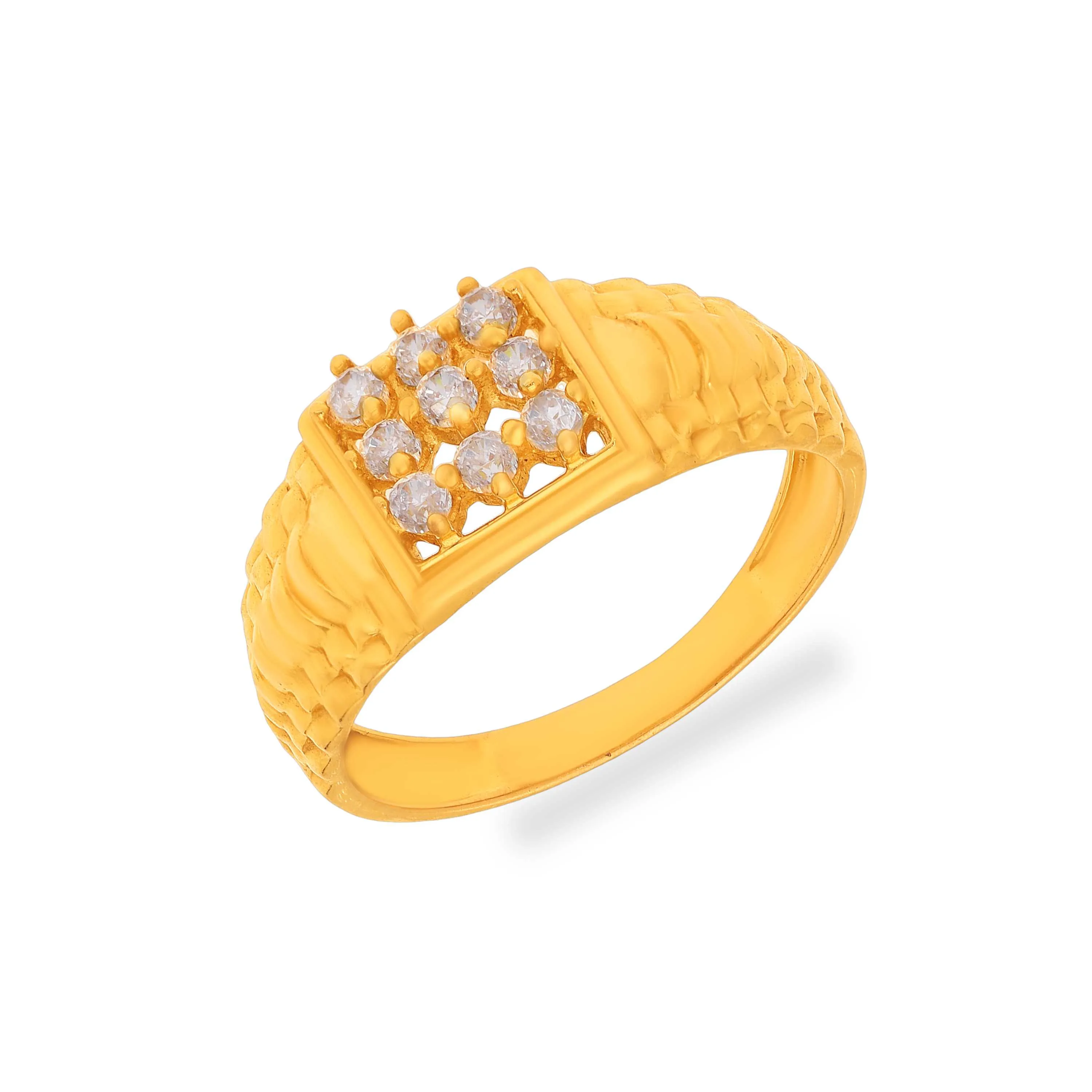Premium Gorgeously Detailed And Studded 22KT Gold Ring For Men