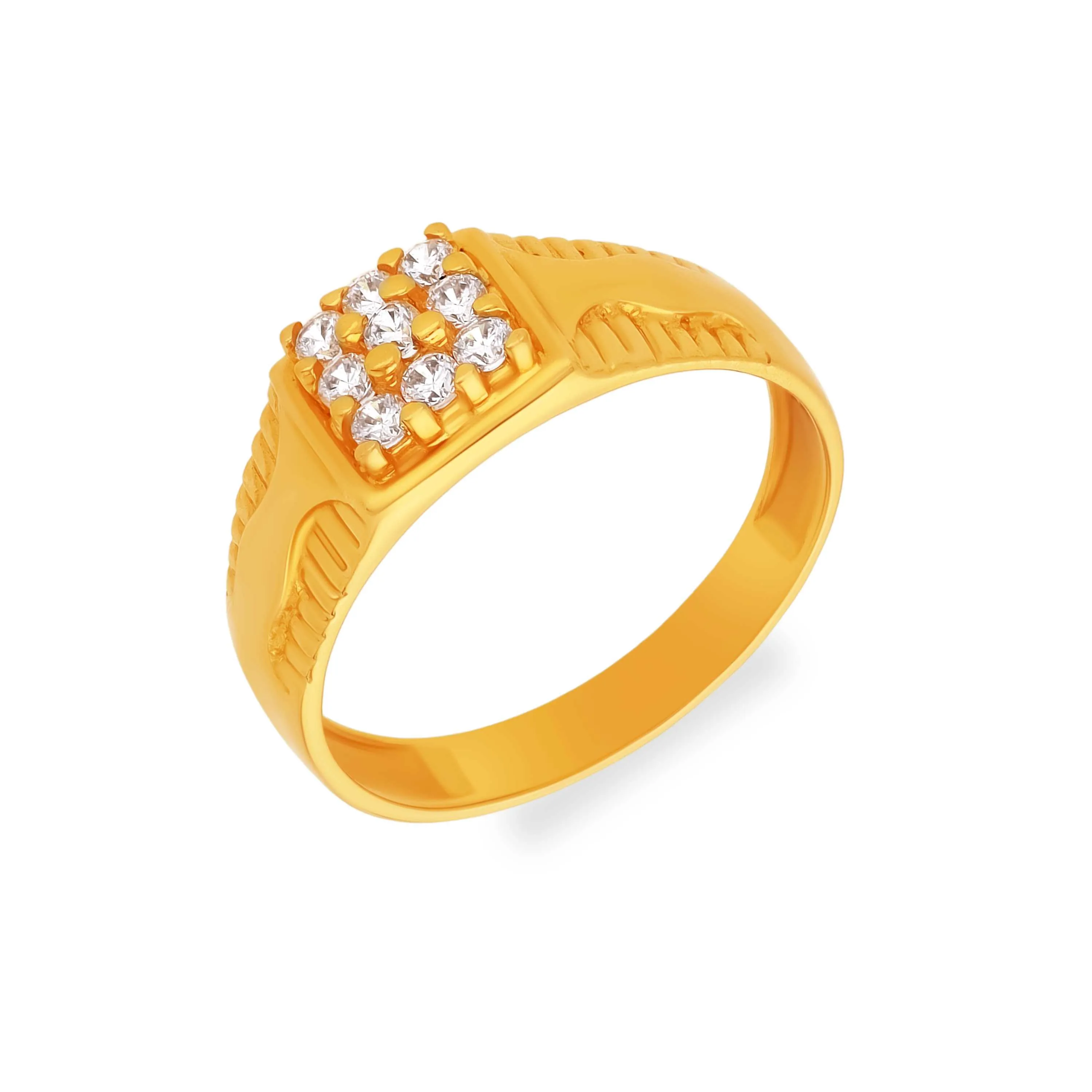 Studded And Detailed 22KT Gold Ring For Men