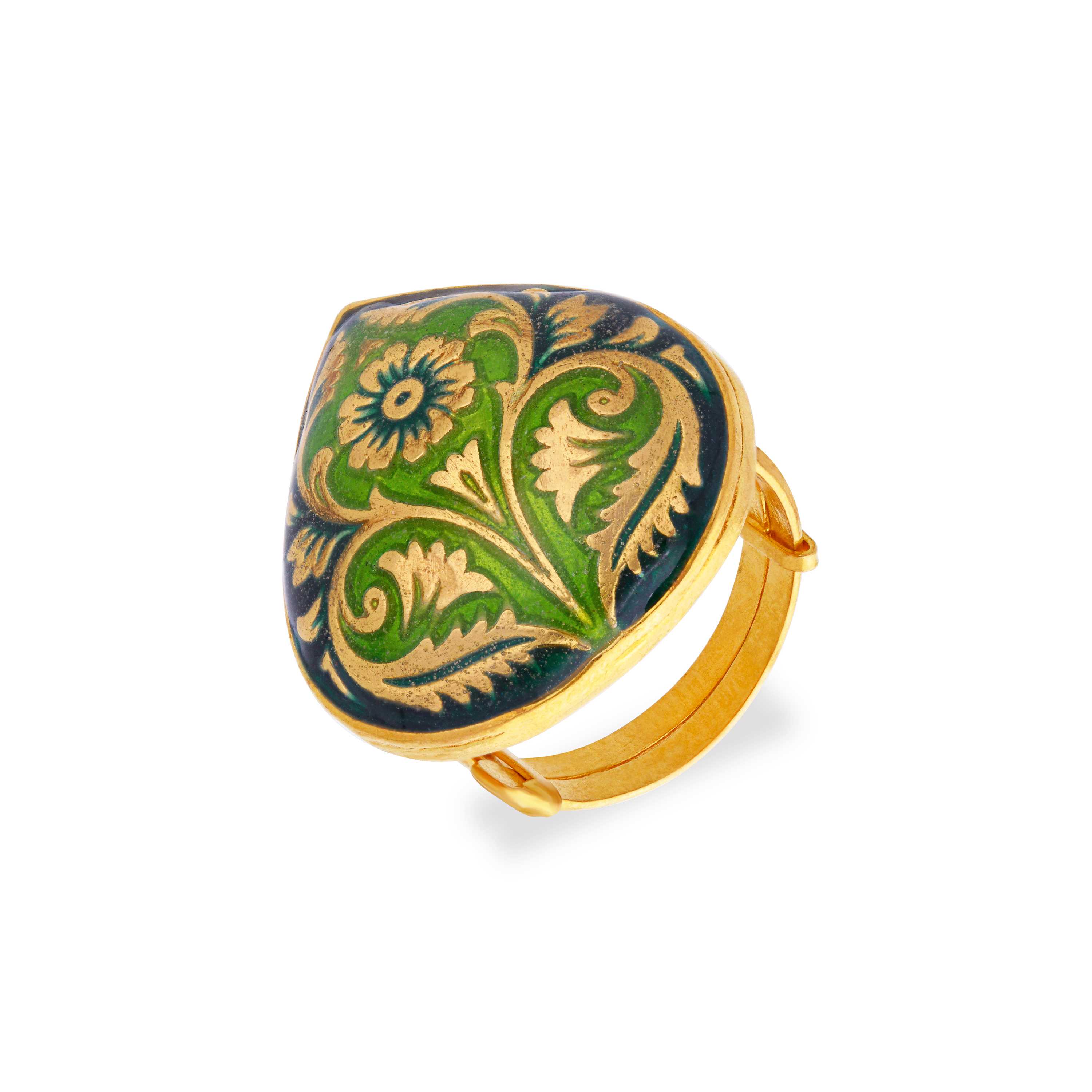 Gorgeous Detailed 22KT Gold Ring With Meenakari Work