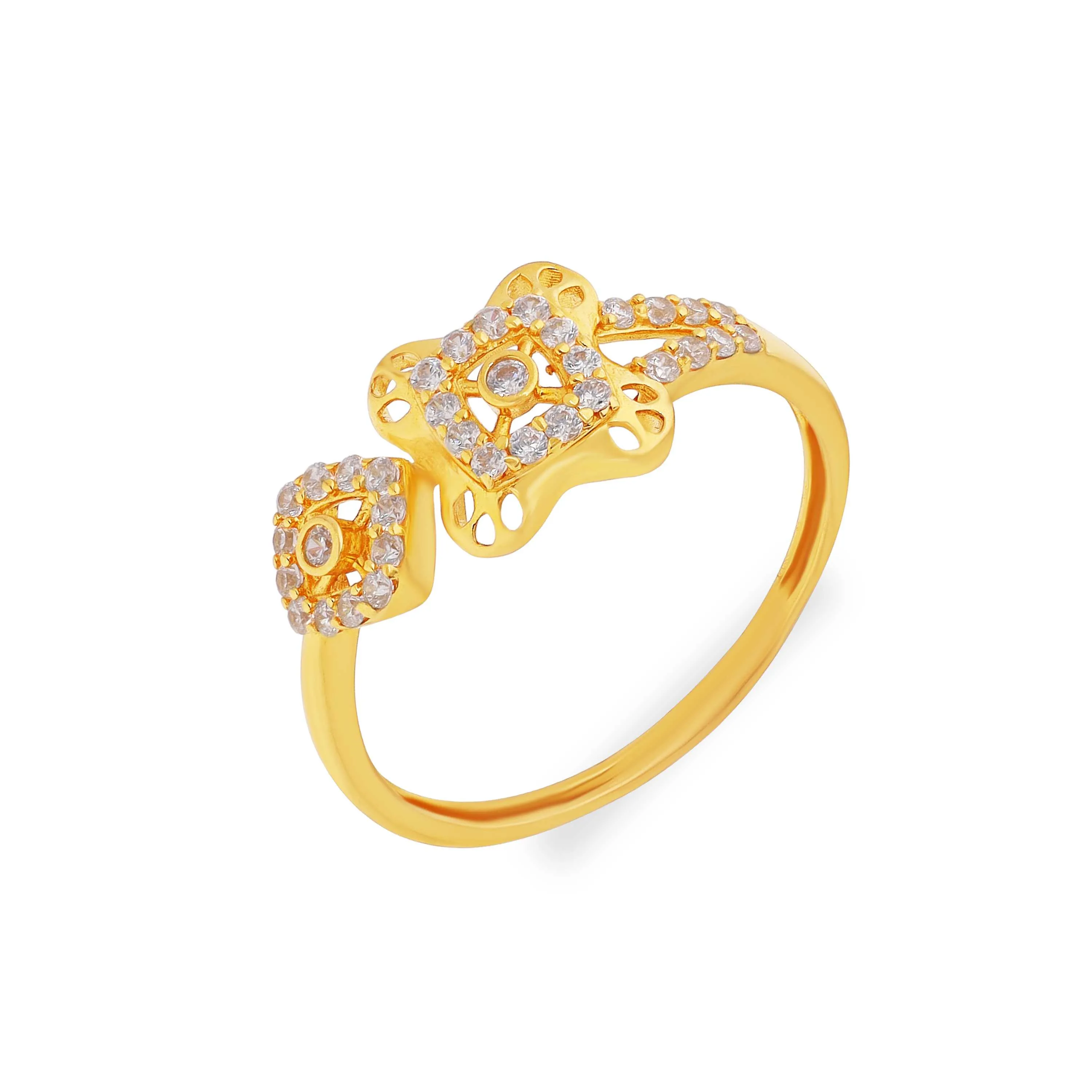 Studded And Detailed 22KT Gold Ring For Women