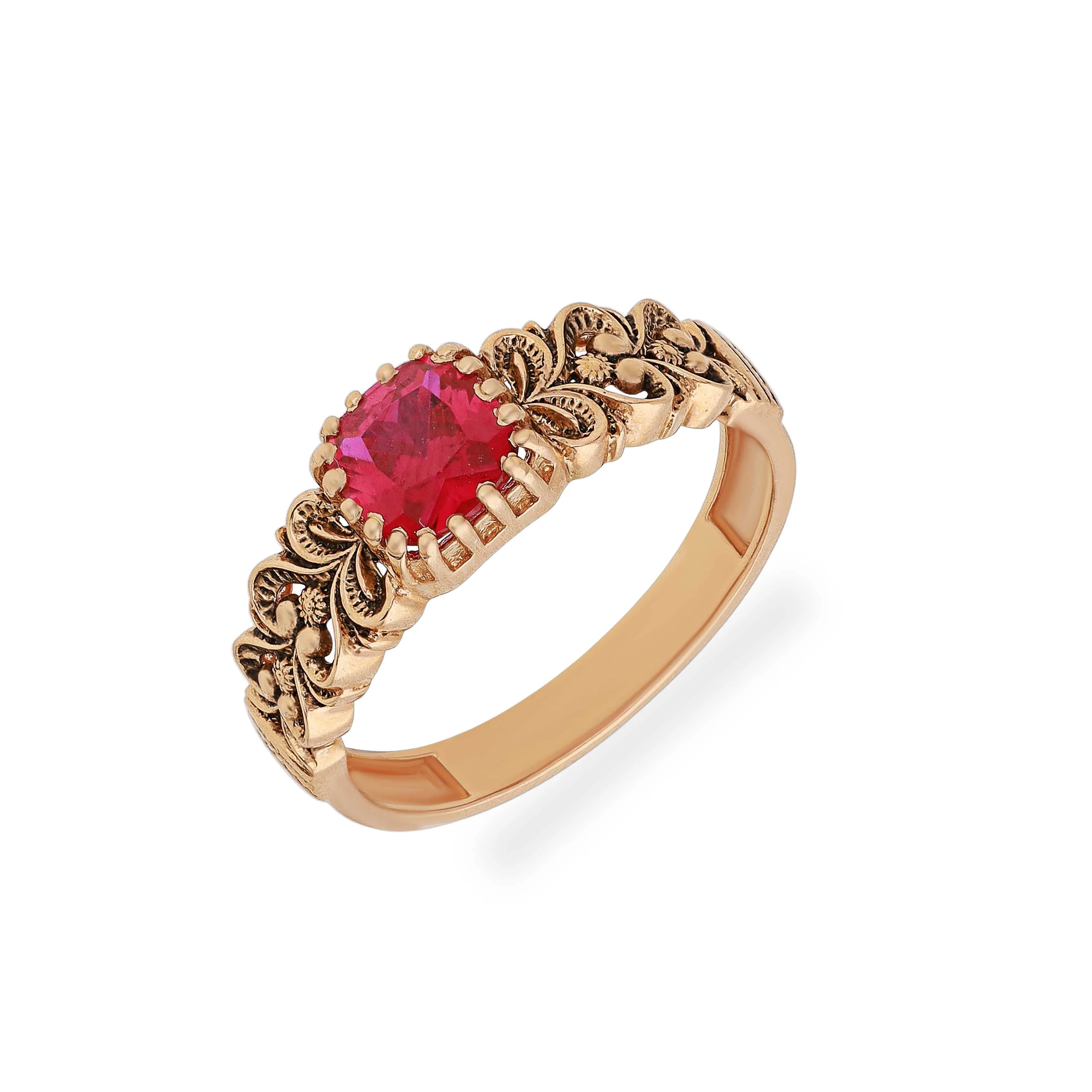 Antique Finished And Studded 22KT Gold Ring