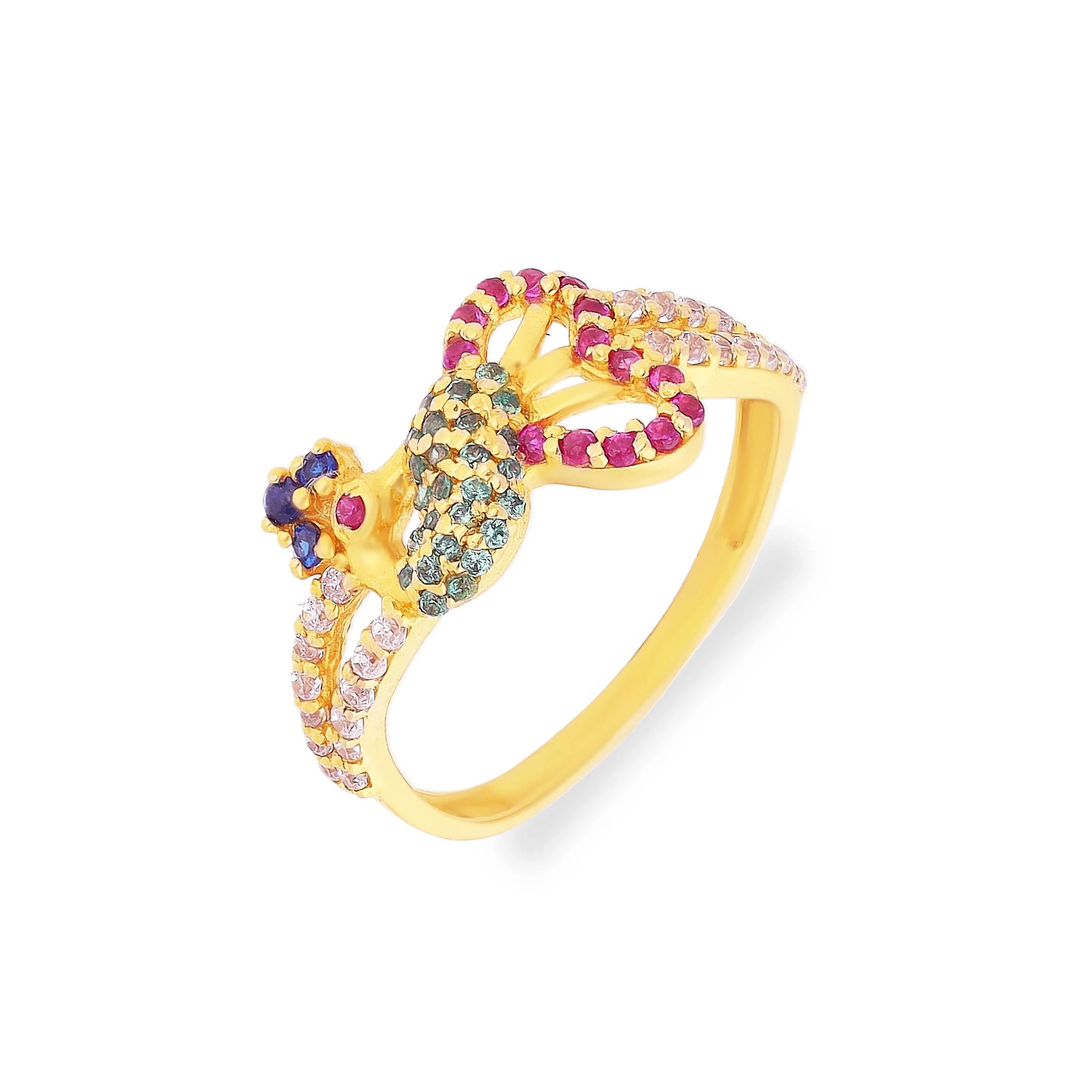 Studded And Detailed 22KT Gold Ring For Women