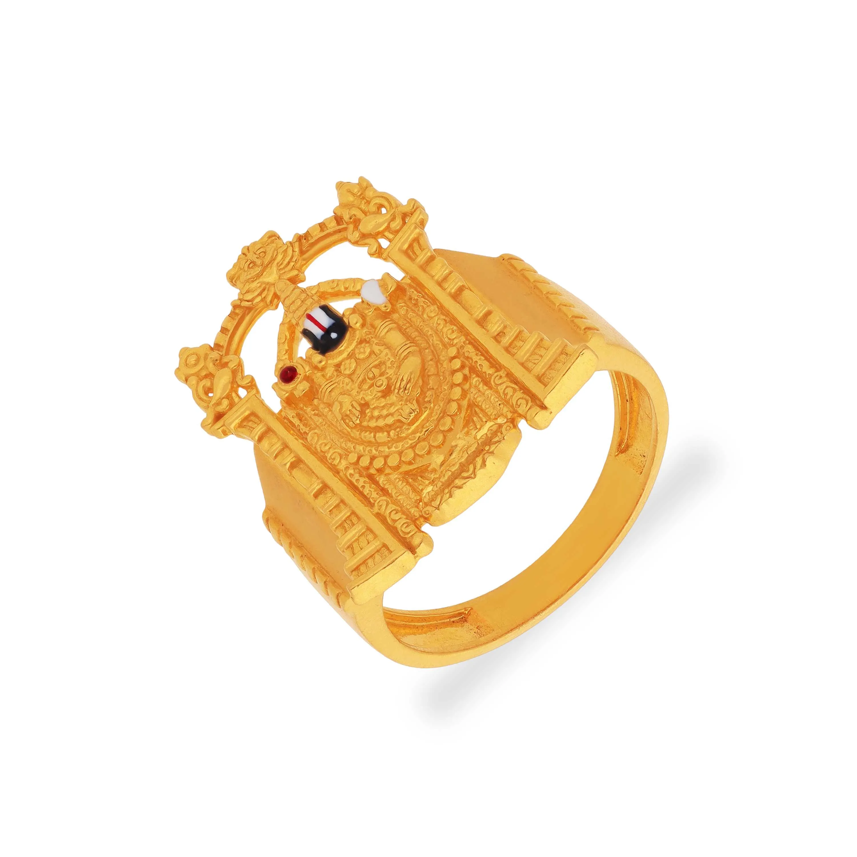 Divinely Detailed And Enamel Worked Lord Balaji 22KT Gold Ring