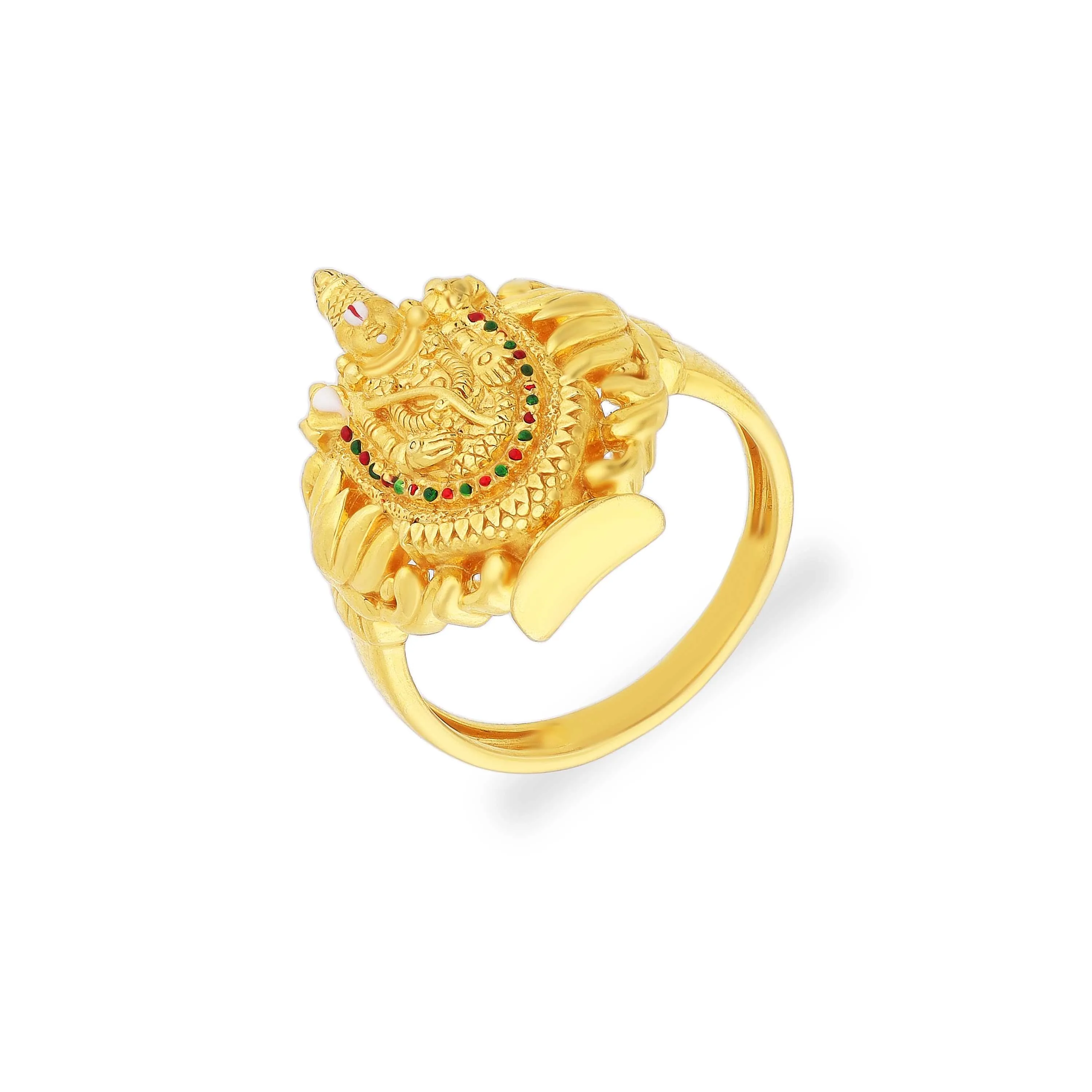 Enamel Worked And Detailed 22KT Gold Balaji Ring