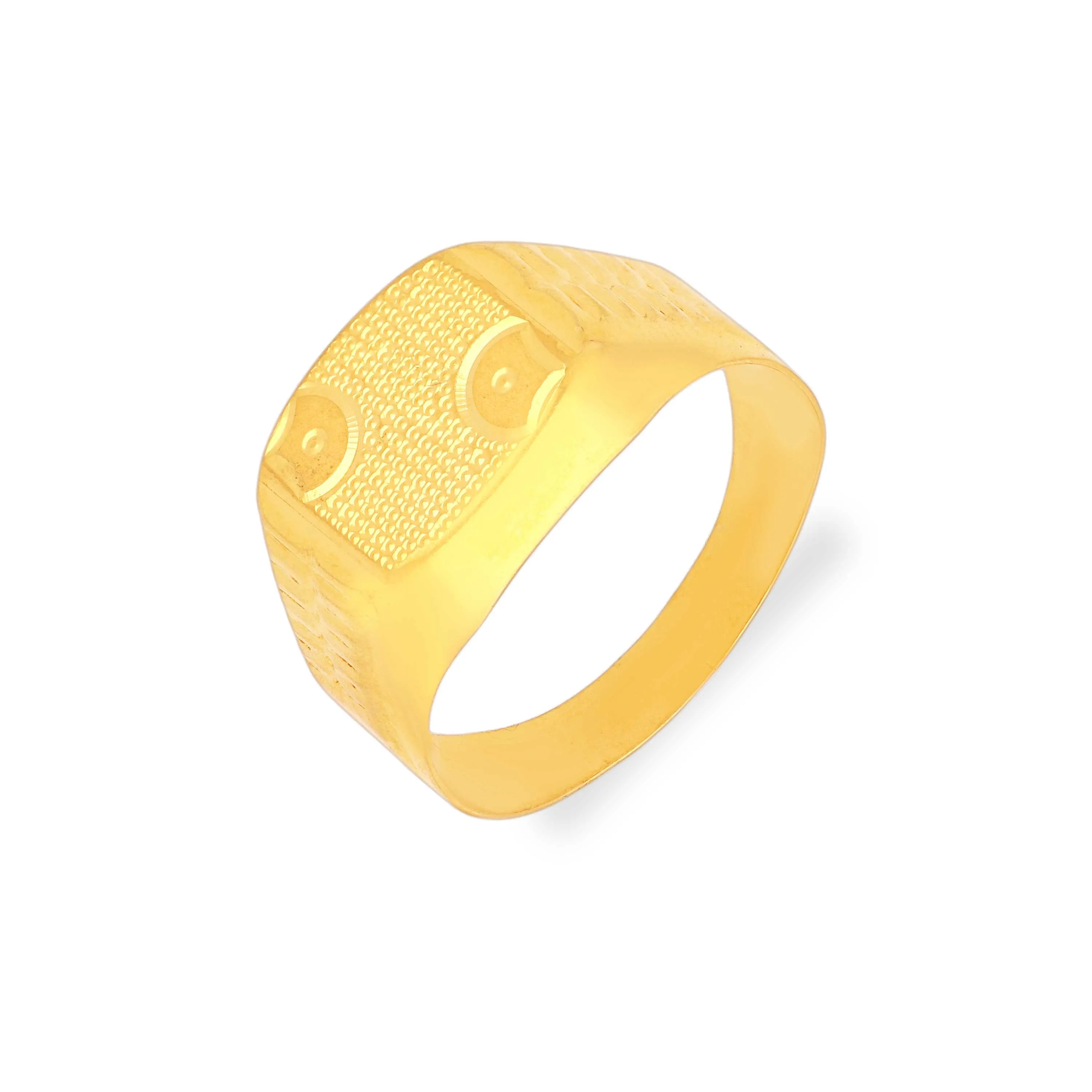 Classic Matte Finished And Detailed 22KT Gold Ring For Men