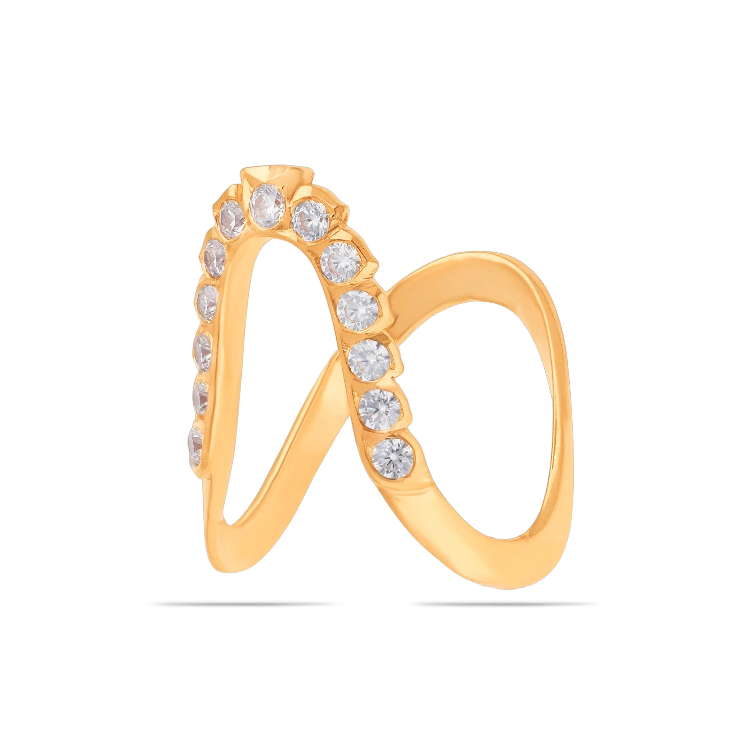 Traditionally Crafted And Studded 22KT Gold Vanki Pattern Ring