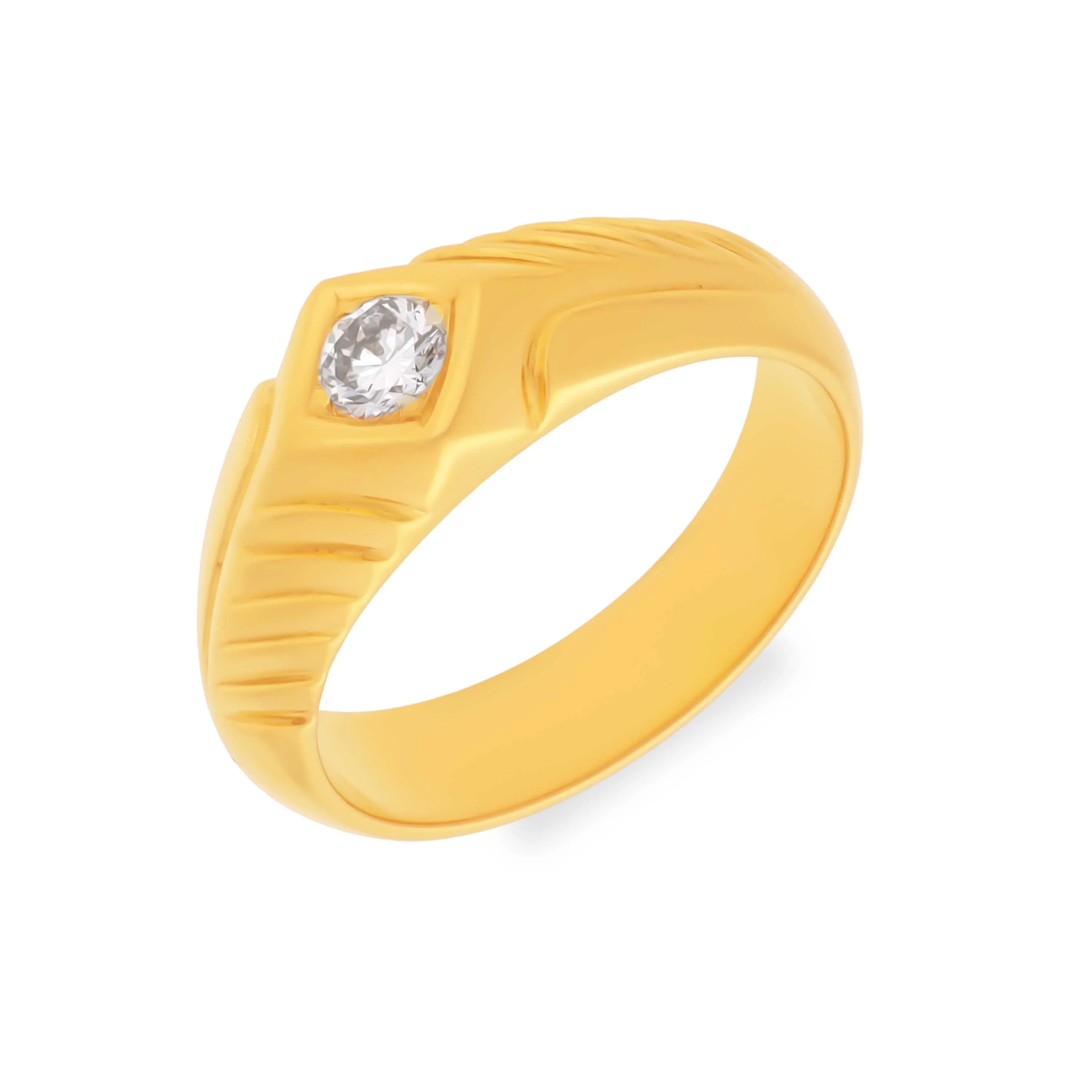 Traditionally Crafted And Diamond Studded 22KT Gold Close Setting Ring