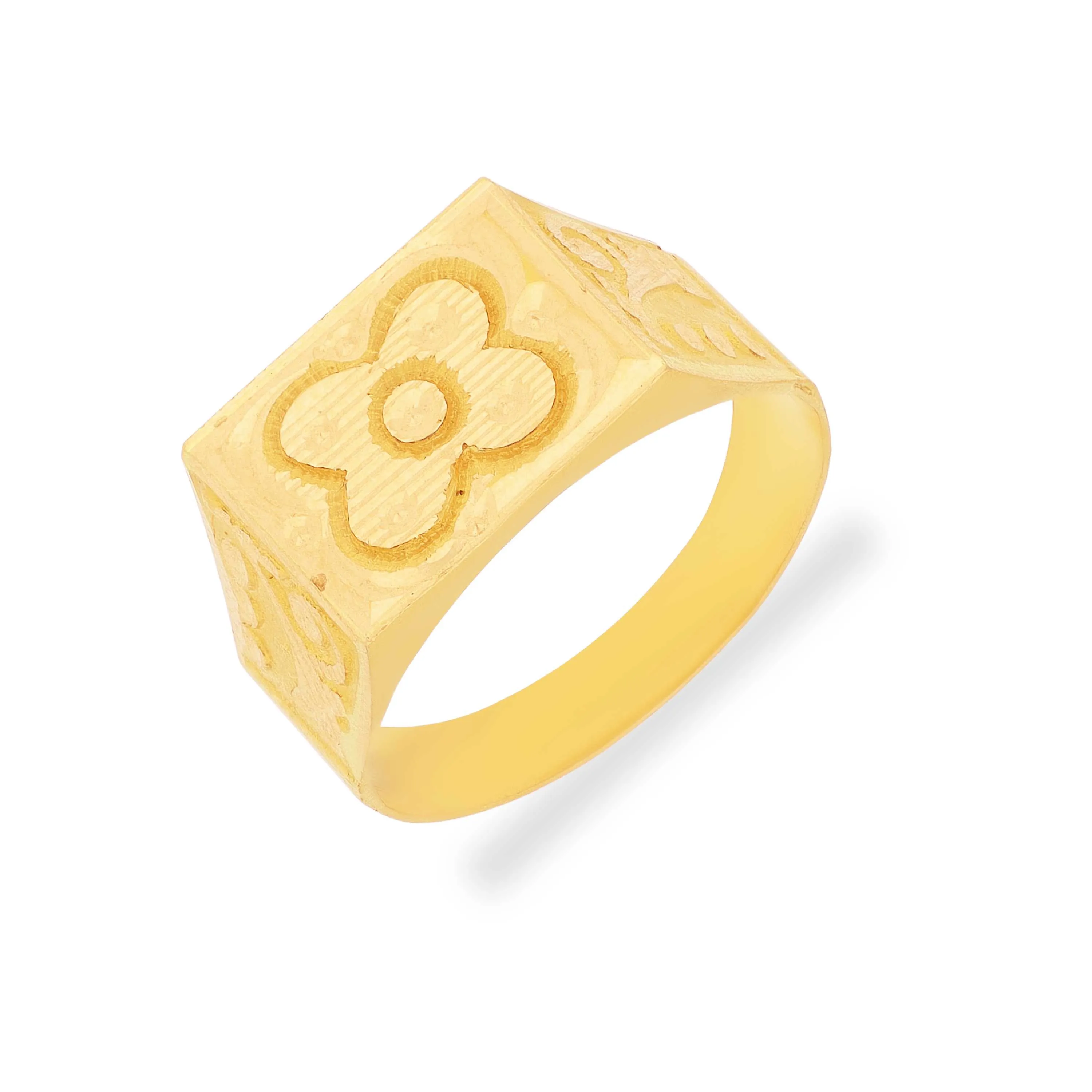 Classic Matte Finished And Detailed 22KT Gold Ring For Men