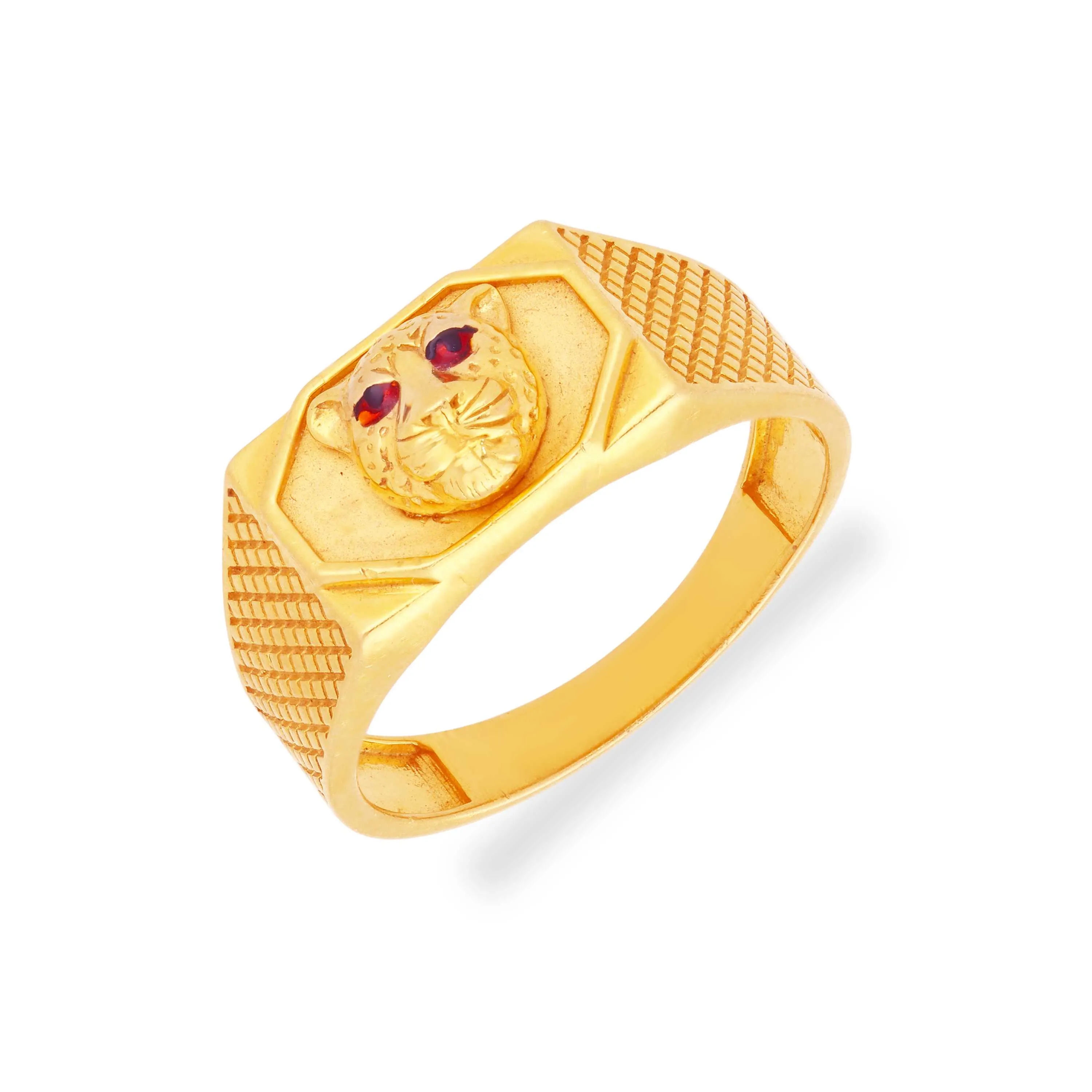 Premium Enamel Worked And Matte Finished 22KT Gold Tiger Ring