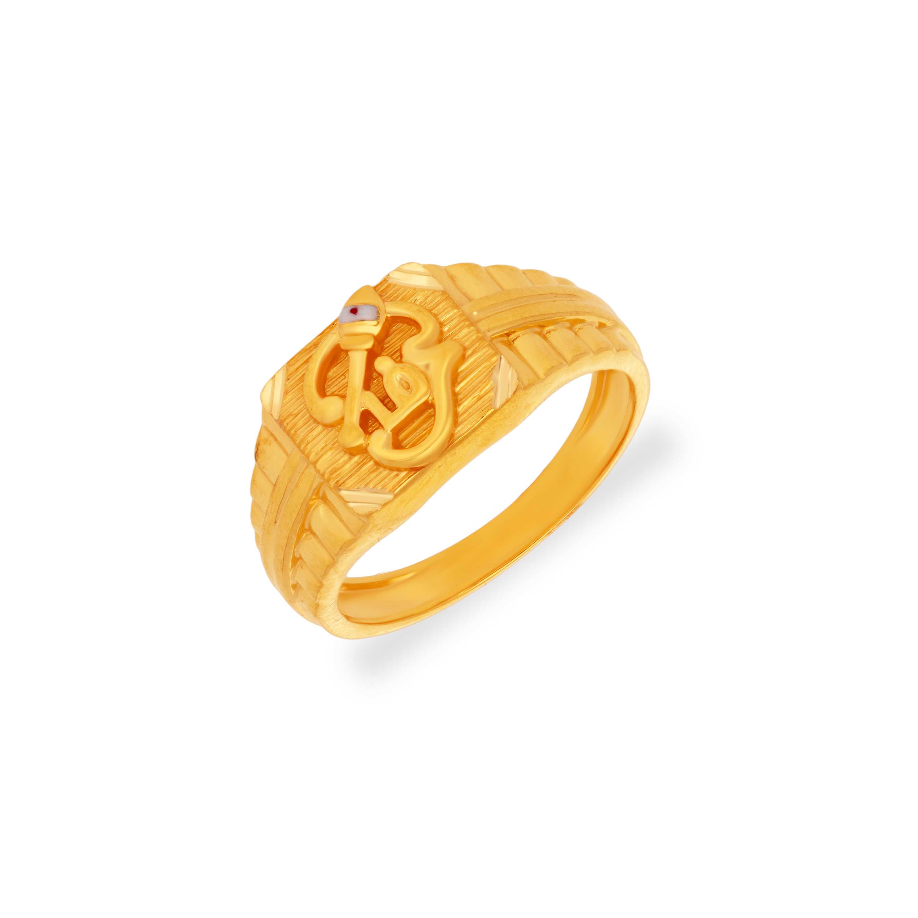 Classic Matte Finished Tamil Om And Vel 22KT Gold Ring For Men