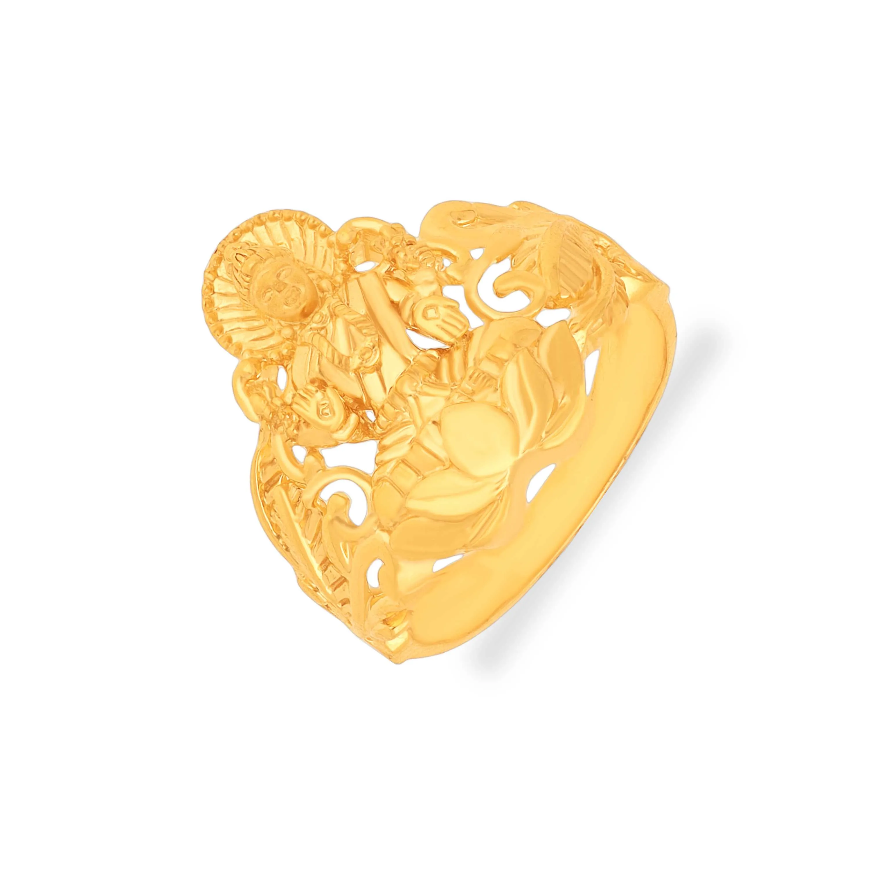 Premium Matte Finished Lakshmi Devi 22KT Gold Ring For Women
