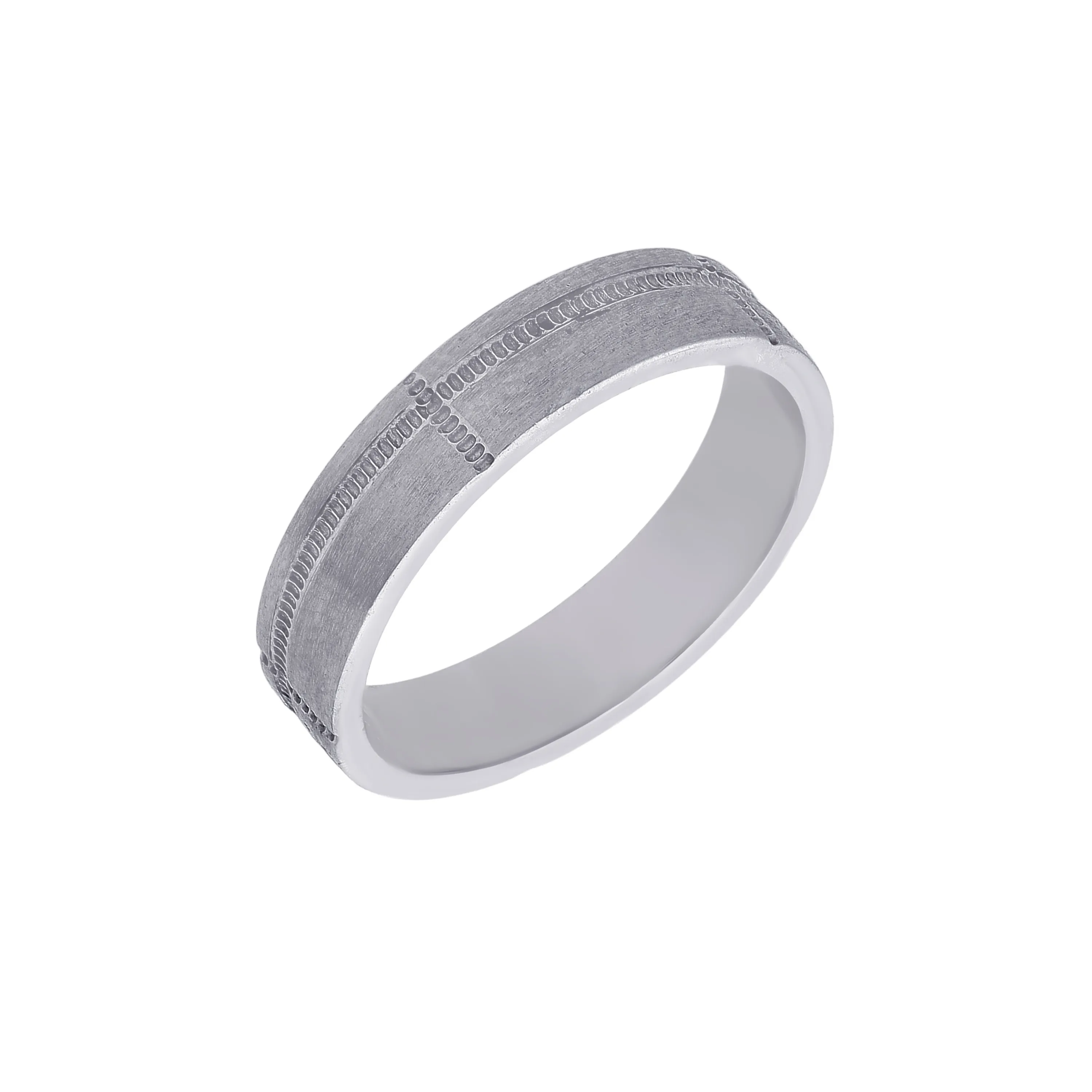 Matte Finished And Detailed Platinum Ring For Men