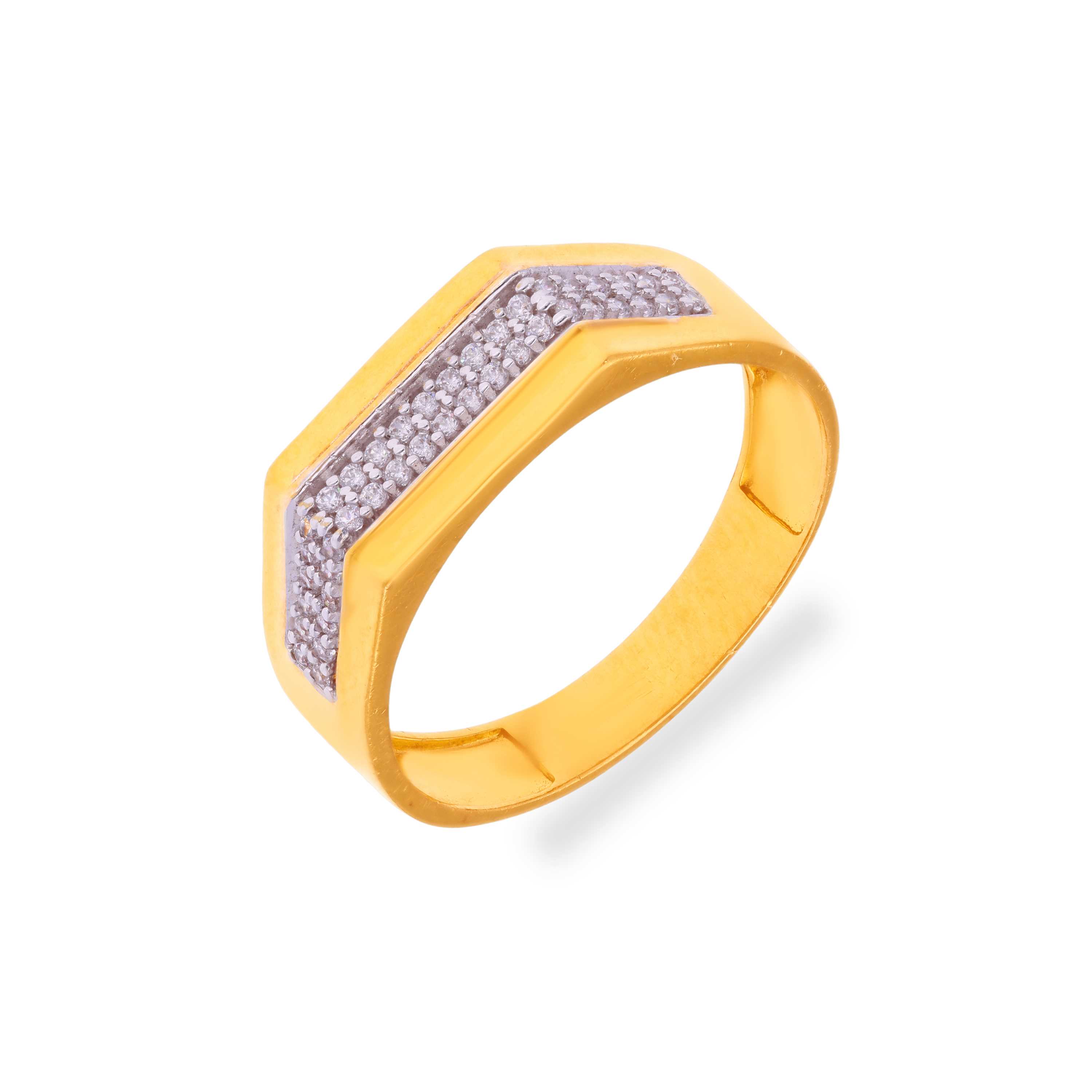 Classic Intricately Detailed And Studded 22KT Gold Ring For Men