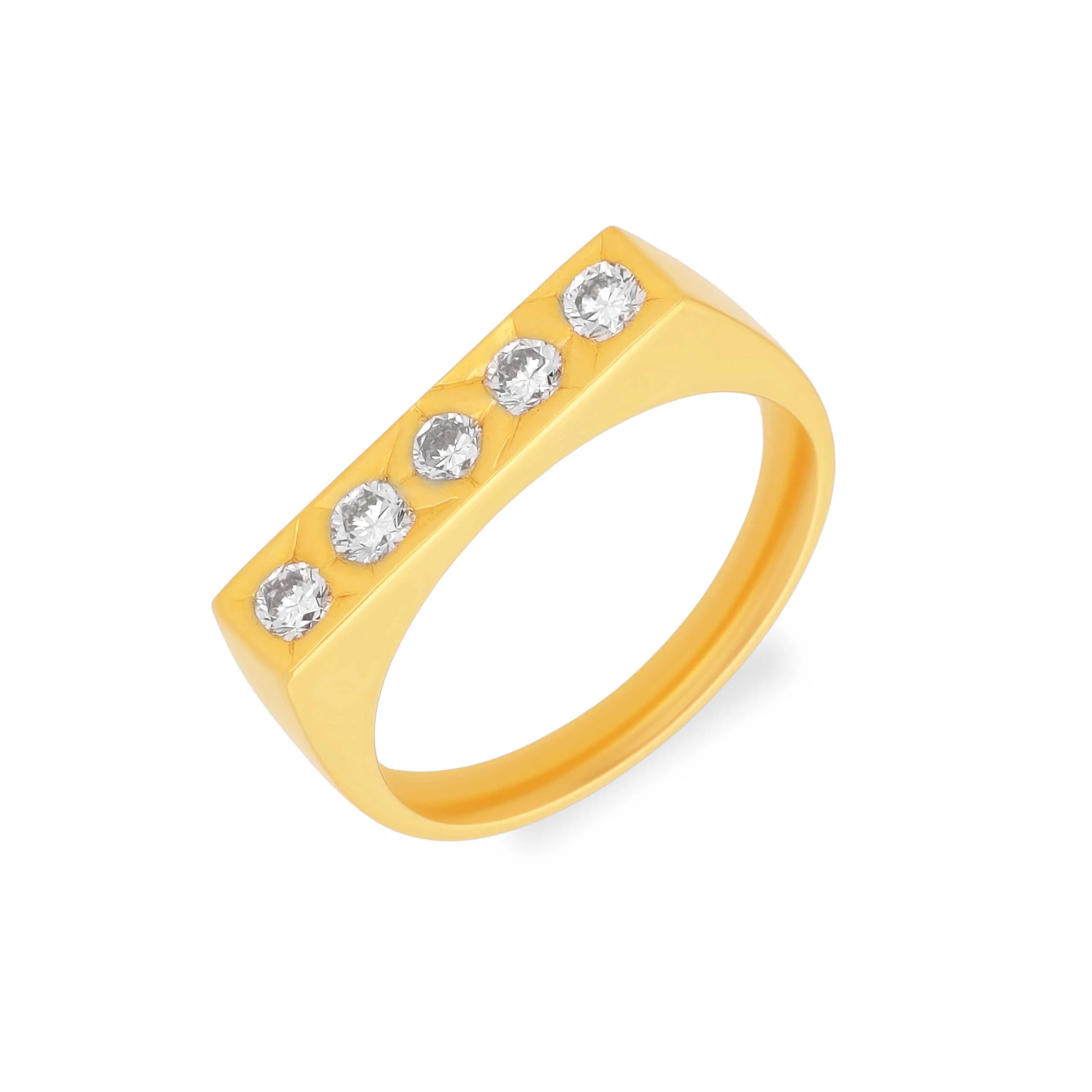 Traditionally Crafted And Diamond Studded 22KT Gold Close Setting Ring
