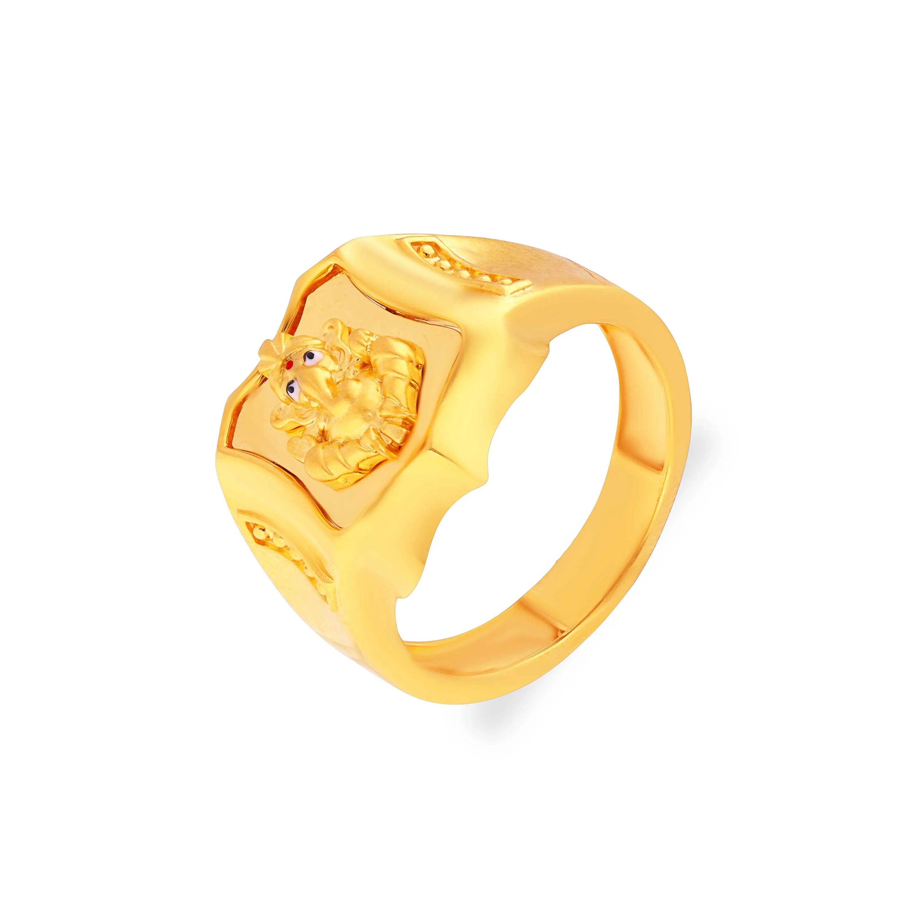 Matte Finished And Detailed 22KT Gold Ganesha Ring