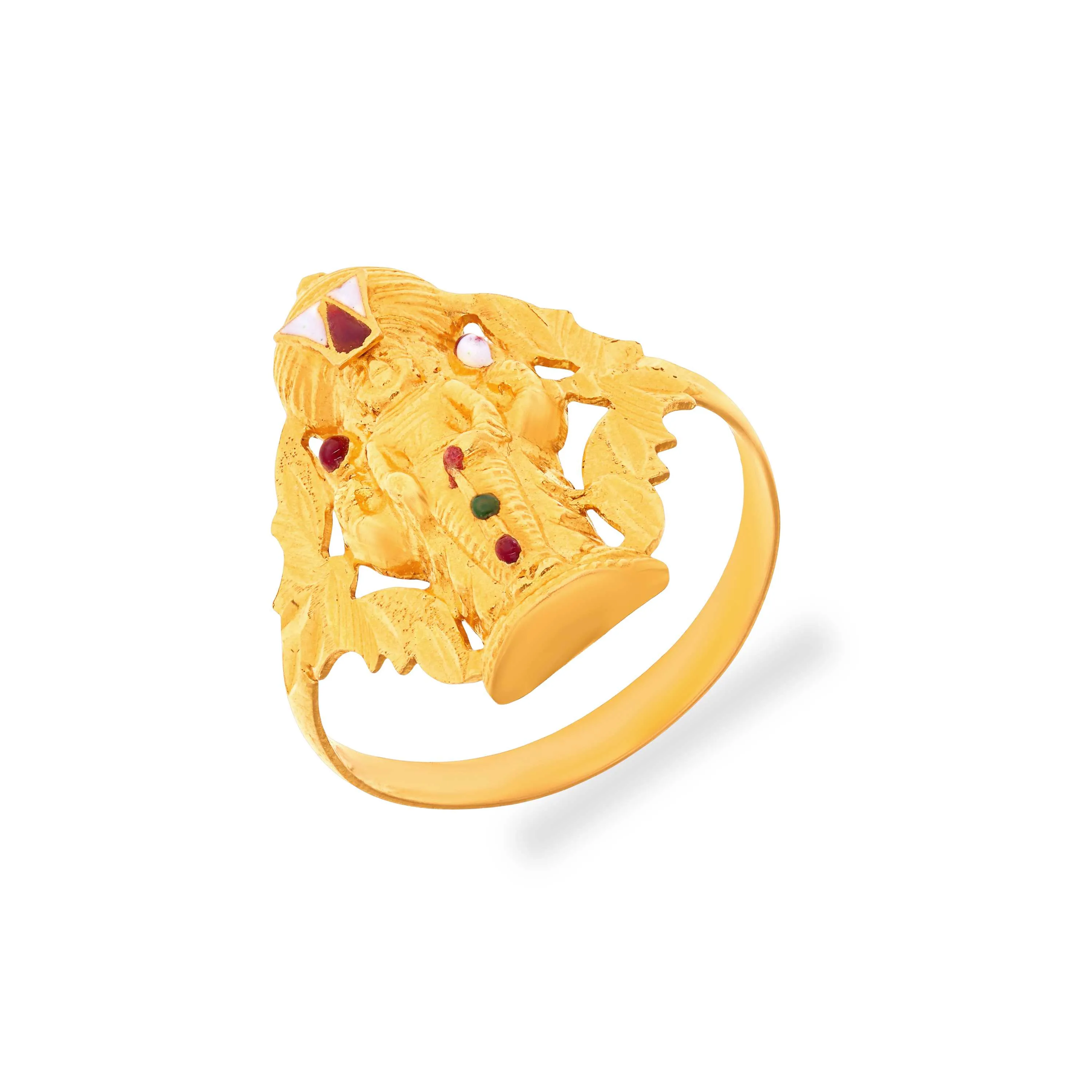 One Of Its Kind Enamel Worked 22KT Gold Govindaraja Swamy Ring