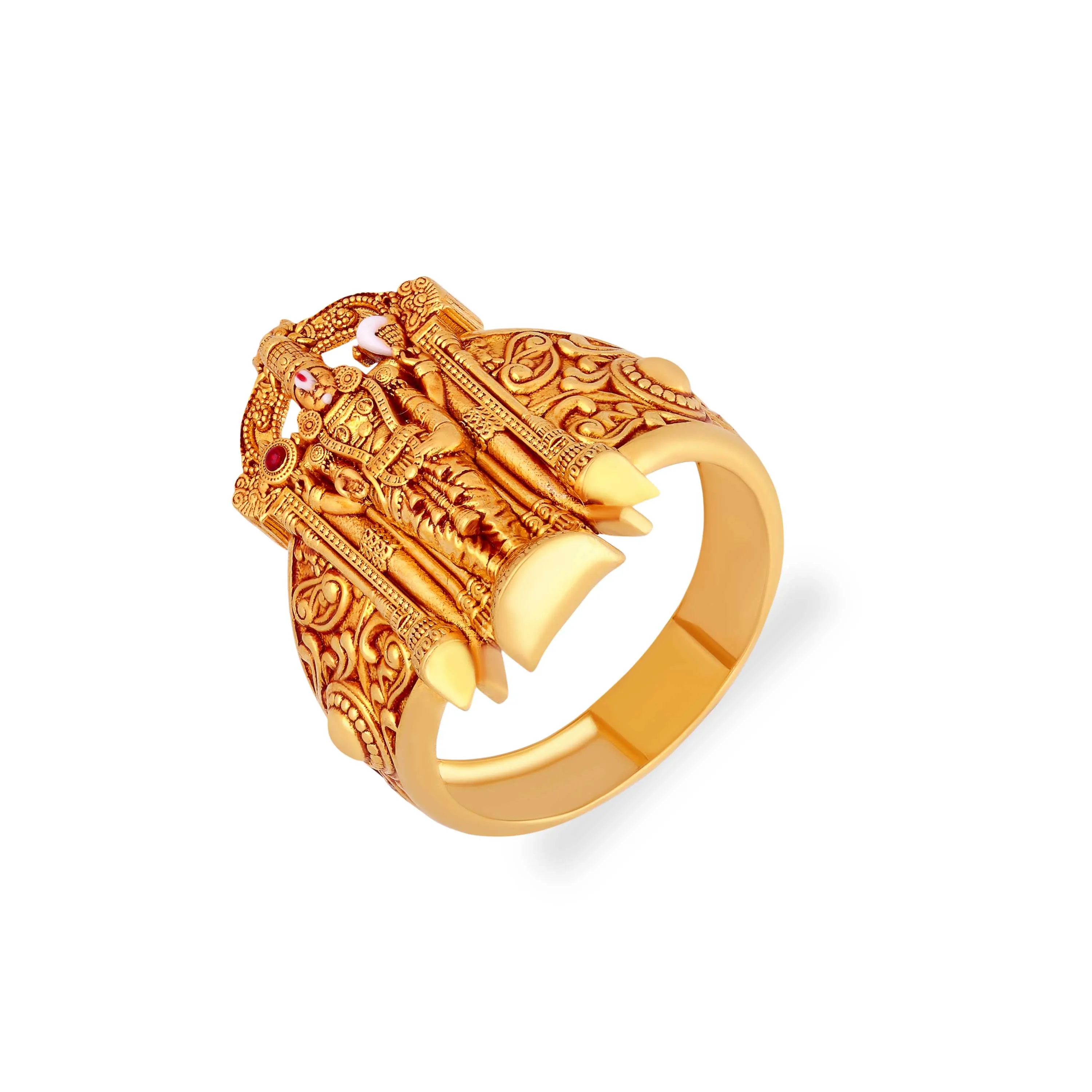 Specially Crafted And Antique Finished 22KT Gold Balaji Ring