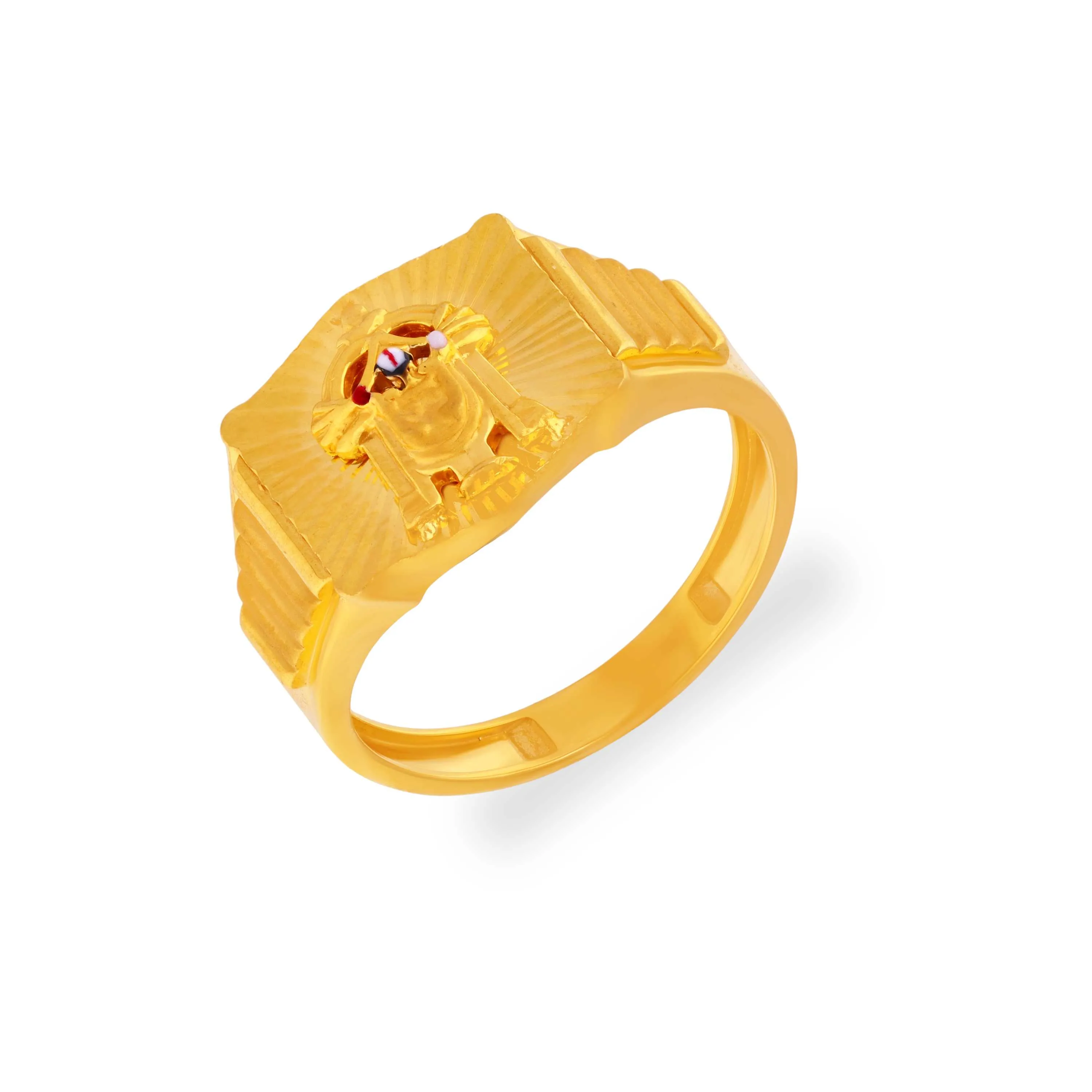 Enamel Worked And Detailed 22KT Gold Balaji Ring