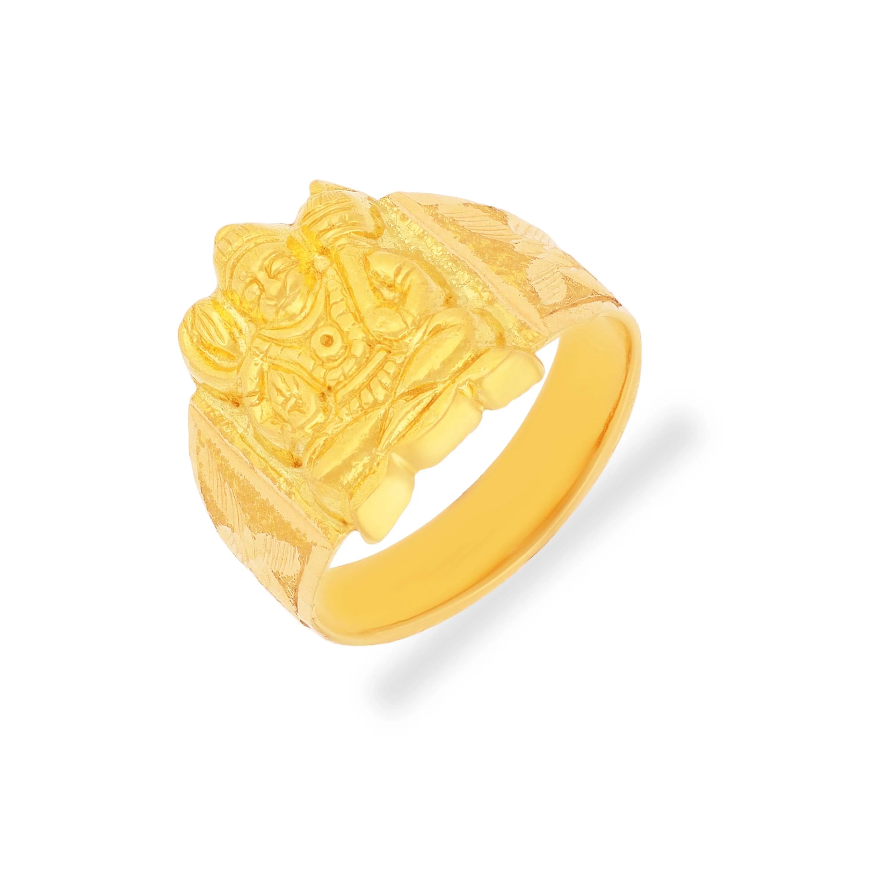Traditionally Crafted And Detailed 22KT Gold Hanuman Ring For Men