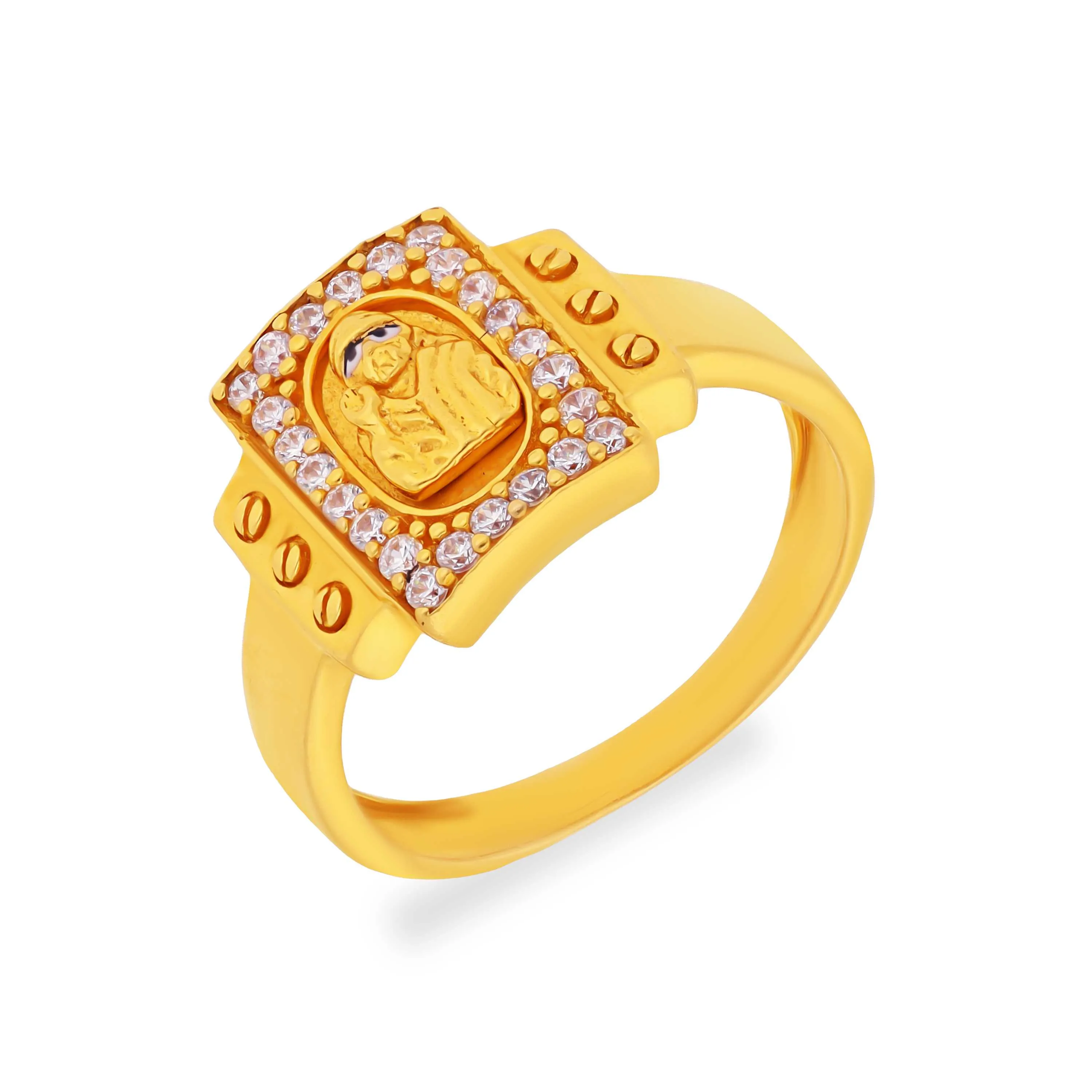 Divinely Crafted And Studded Sai Baba 22KT Gold Ring For Men
