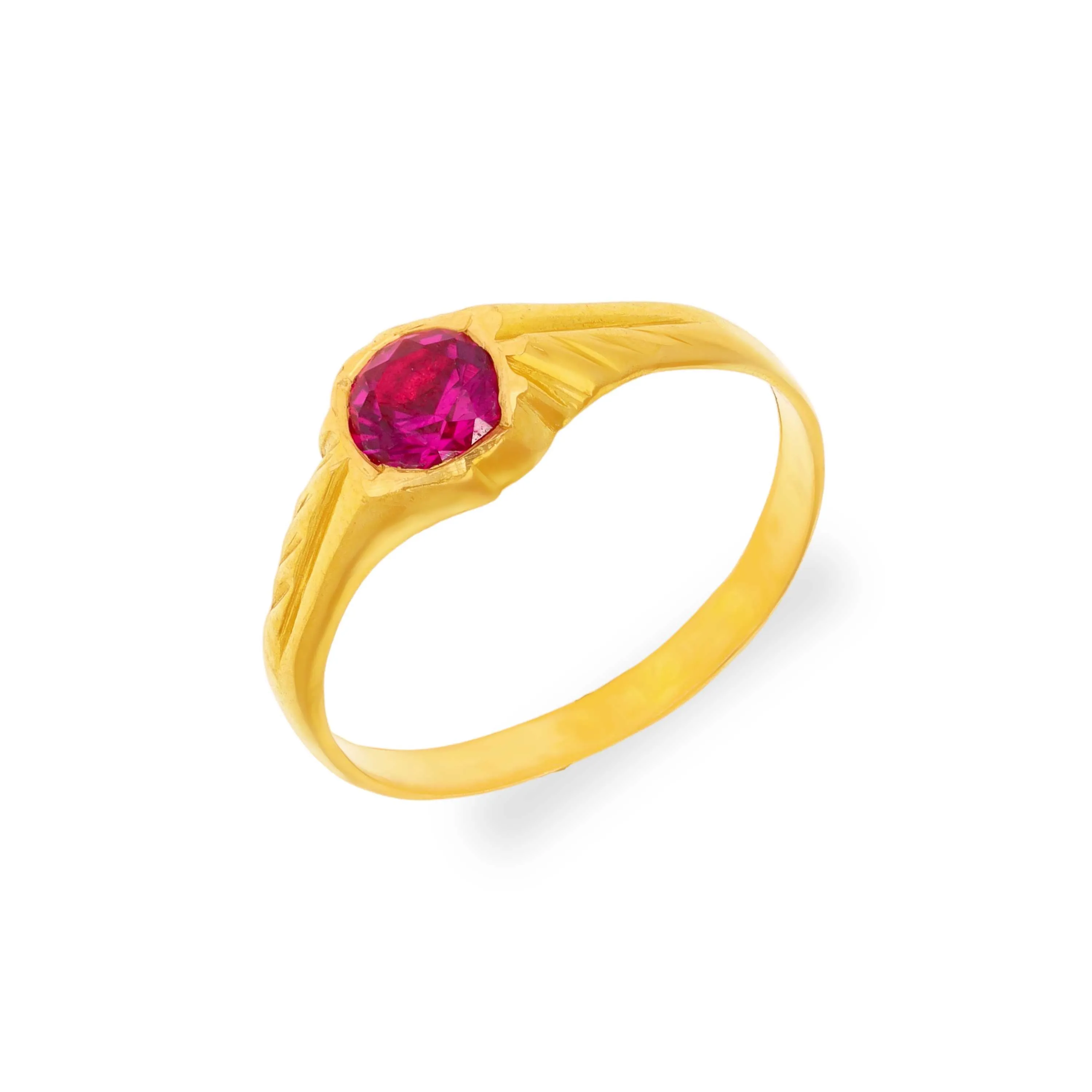 Studded And Detailed 22KT Gold Ring For Kids